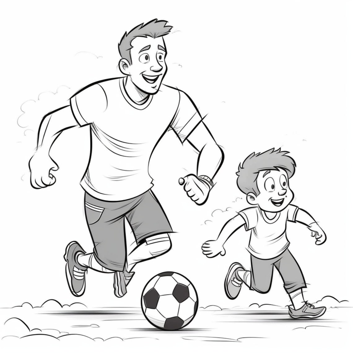 Father and Son Soccer - Coloring Pages (5) - Etsy