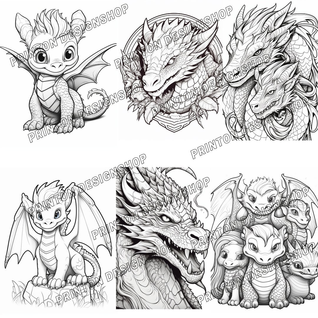 Dragon Bundle 1- Coloring Pages (40) - Etsy