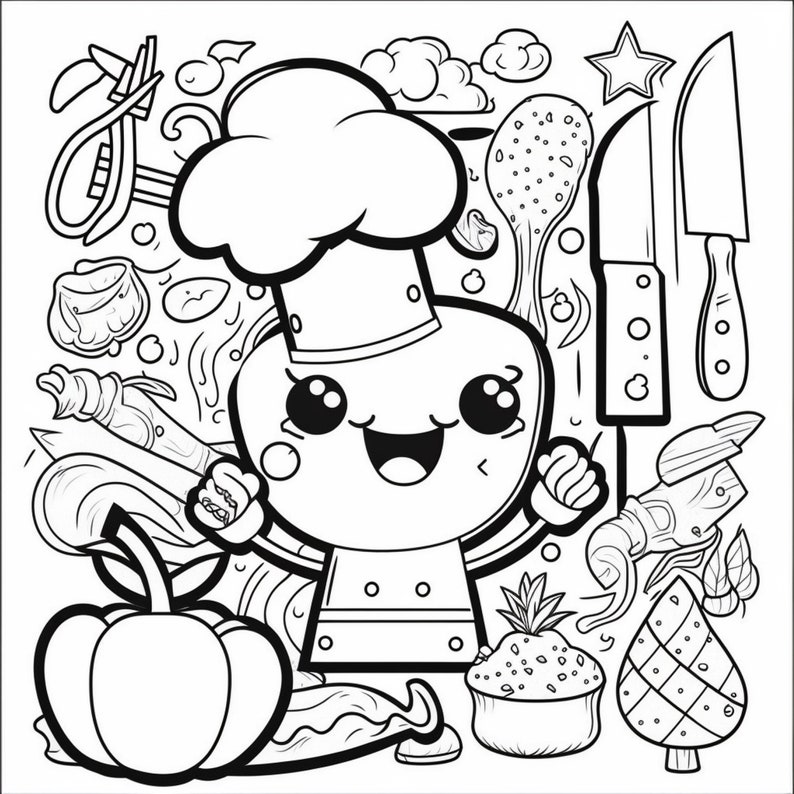 Cooking 1- Coloring Pages (5) - Etsy