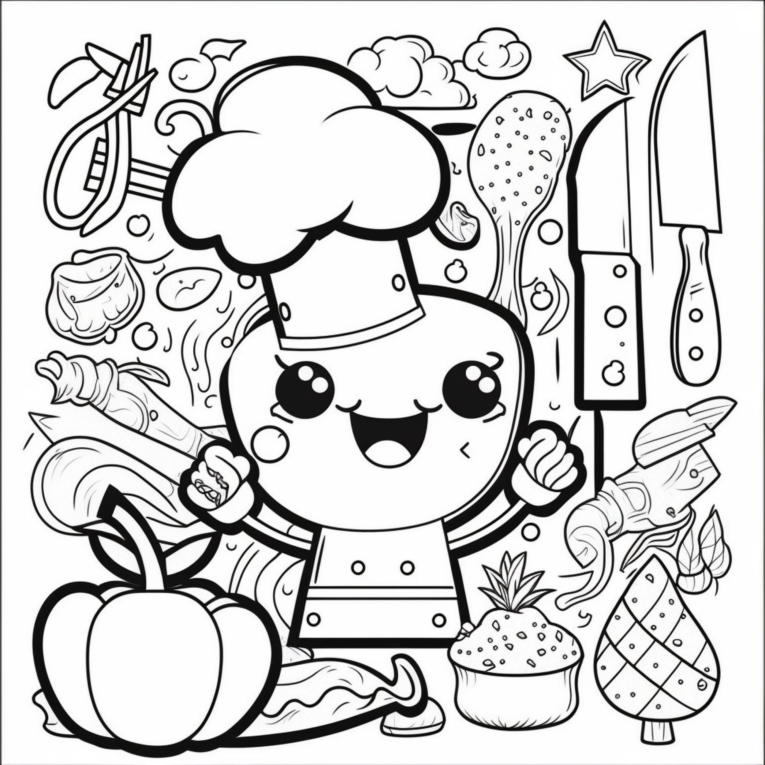 Cooking 1- Coloring Pages (5) - Etsy
