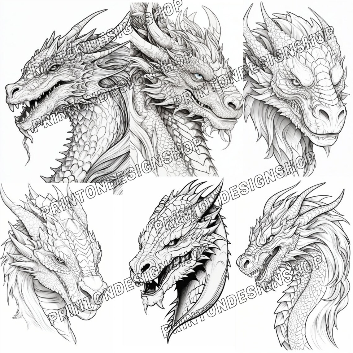Dragon Bundle 2- Coloring Pages (40) - Etsy