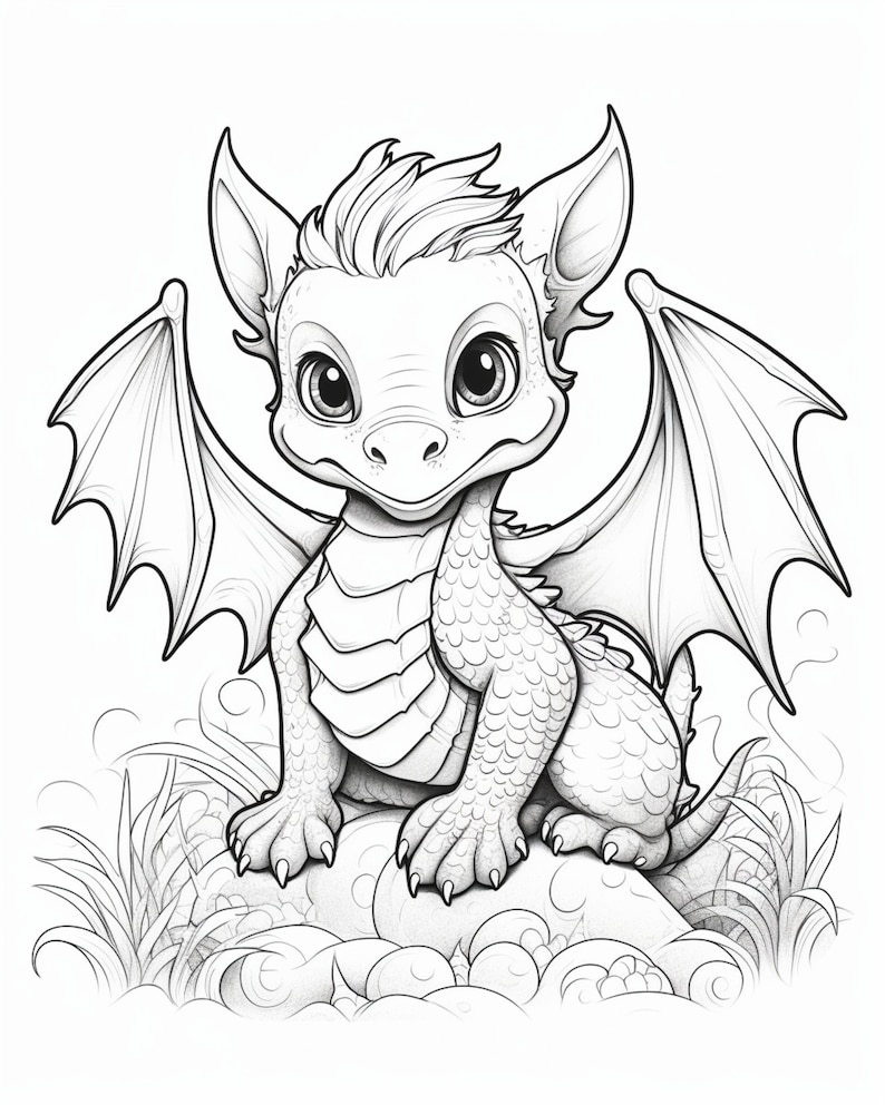 Dragon 2- Coloring Pages (5) - Etsy