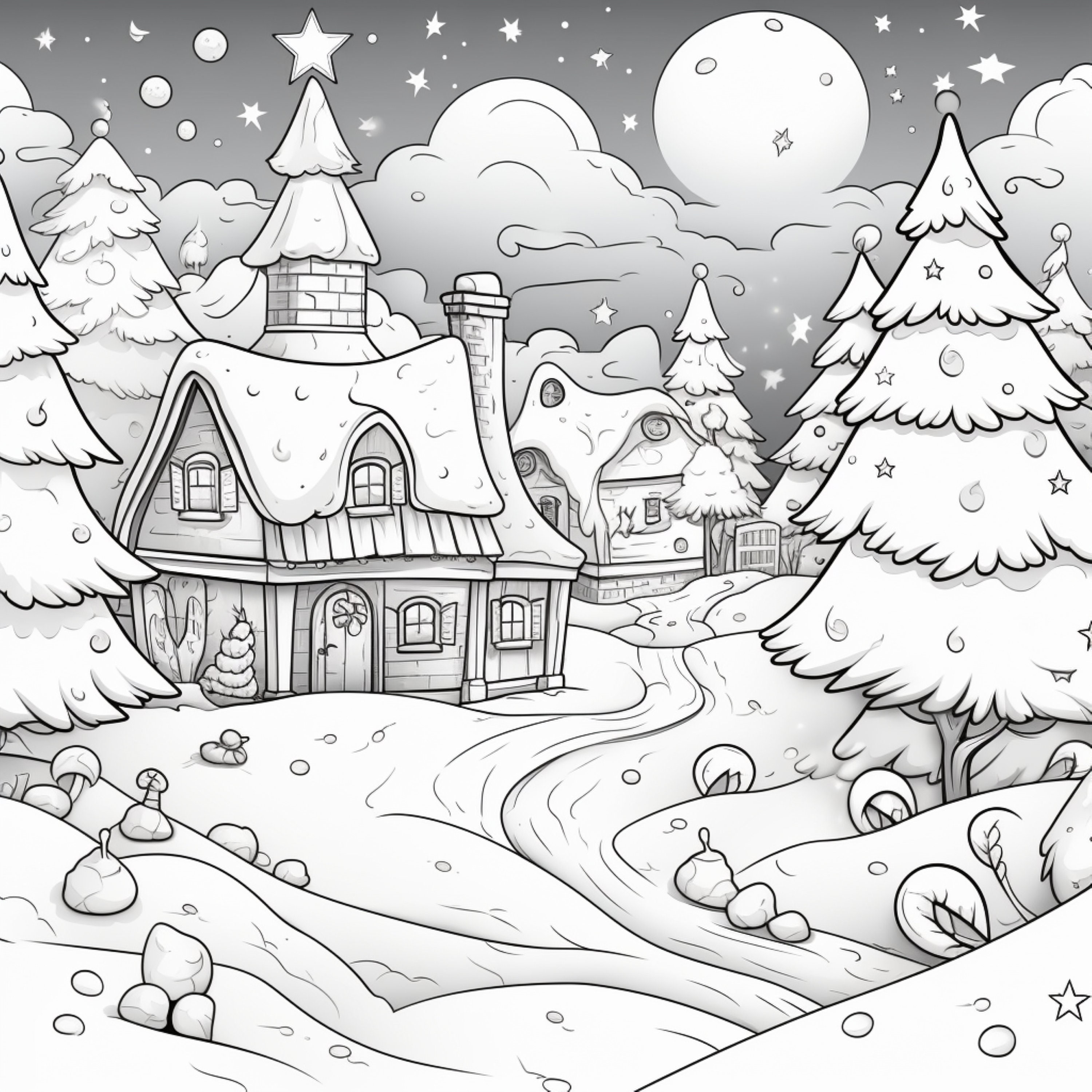 Winter/christmas 6 Coloring Pages 5 - Etsy