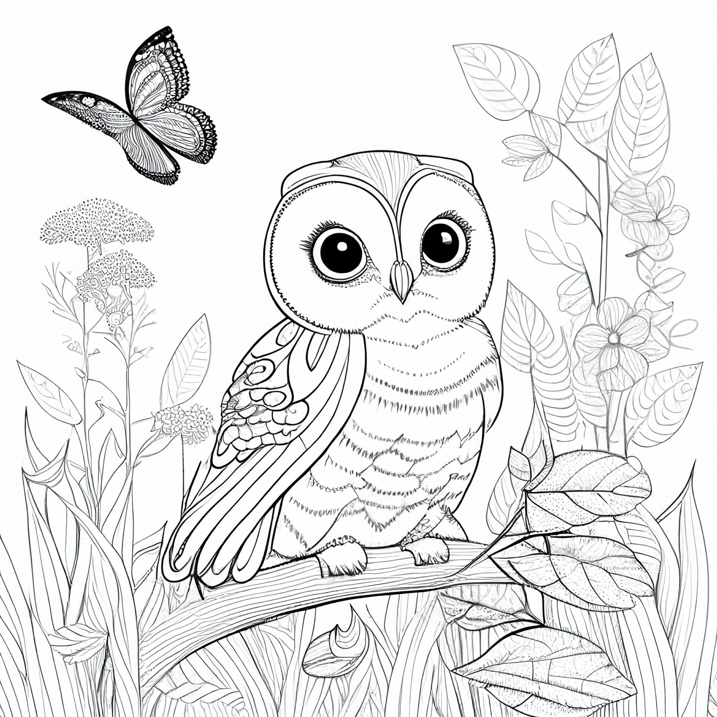 Owl 1- Coloring Pages (5) - Etsy