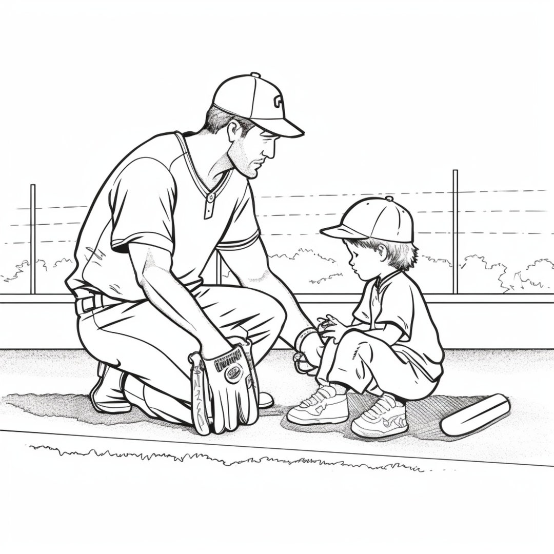 Father and Son Baseball 2- Coloring Pages (5) - Etsy