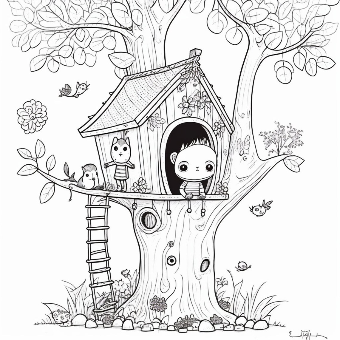 Treehouse 3- Coloring Pages (5) - Etsy