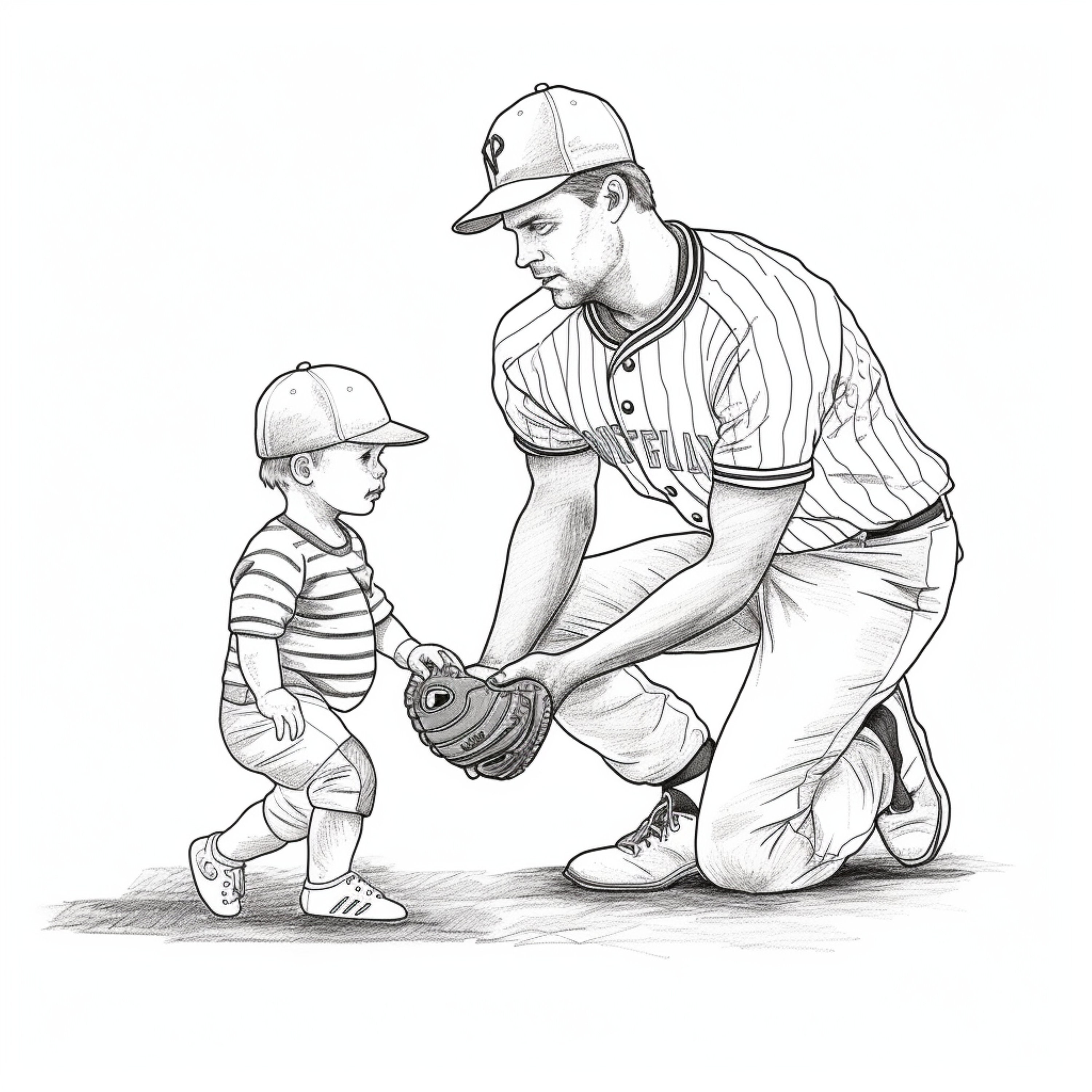 Father and Son Baseball 2- Coloring Pages (5) - Etsy