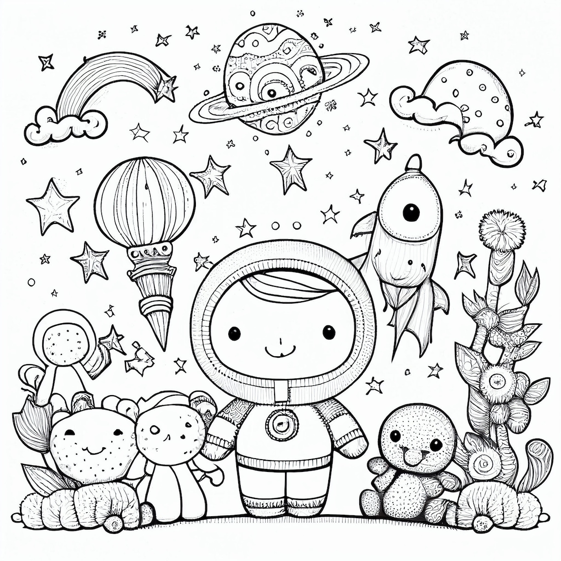 Outer Space 4- Coloring Pages (4) - Etsy