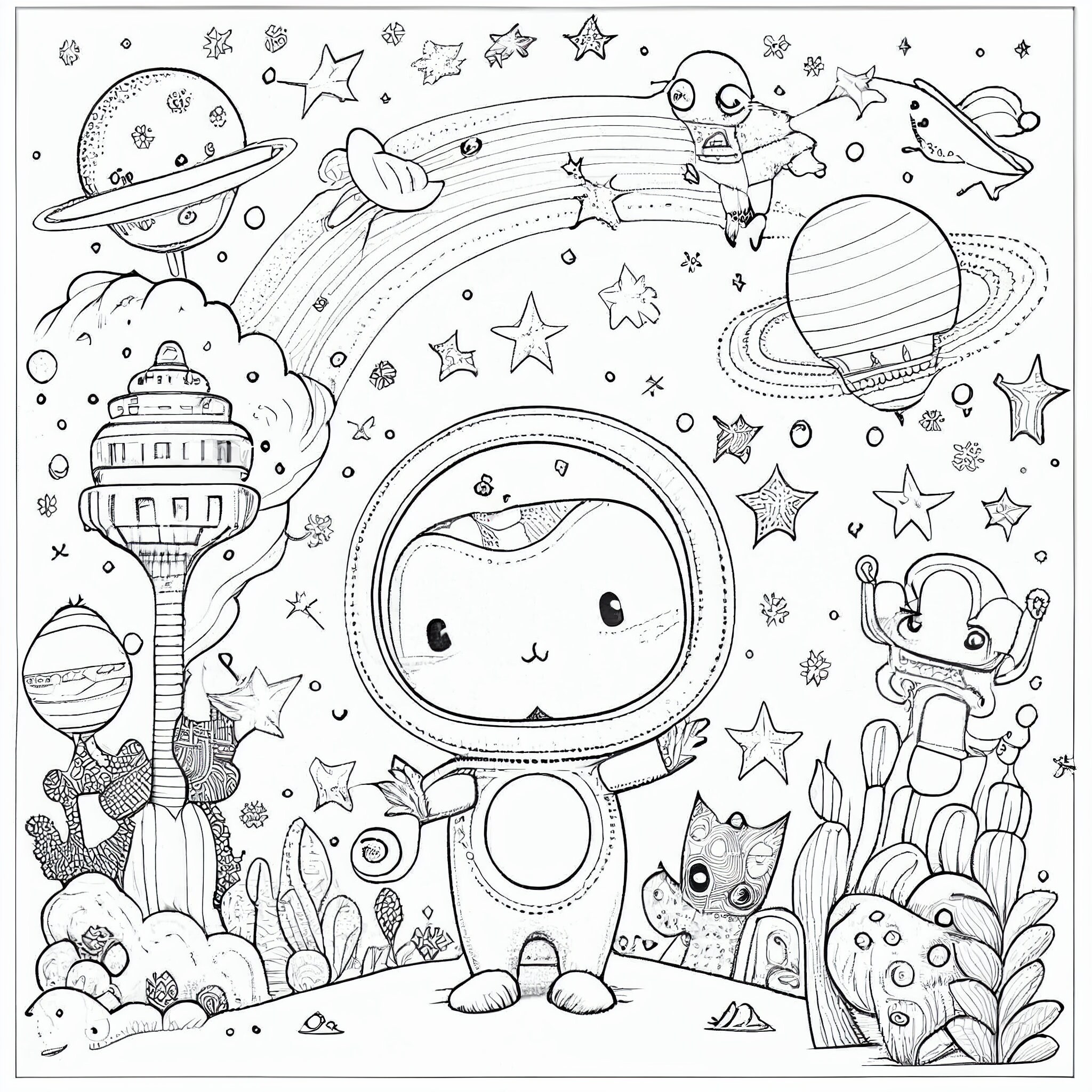Outer Space 5- Coloring Pages (4) - Etsy