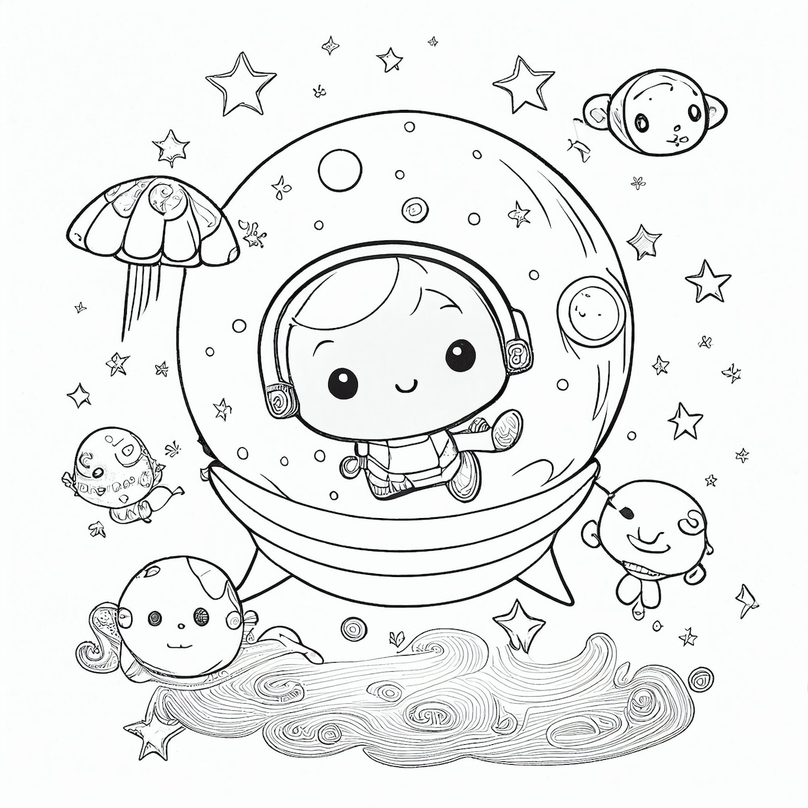 Outer Space 4- Coloring Pages (4) - Etsy