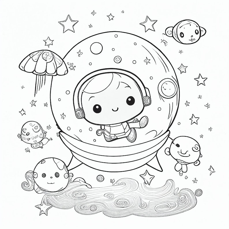 Outer Space 4- Coloring Pages (4) - Etsy