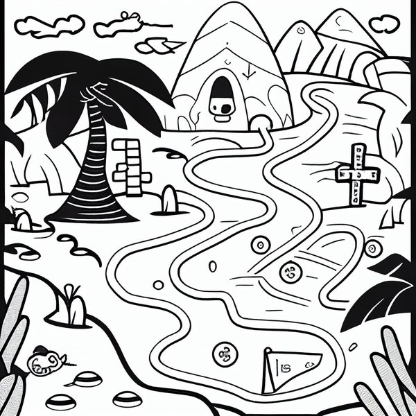Treasure Map Coloring Pages - Etsy UK