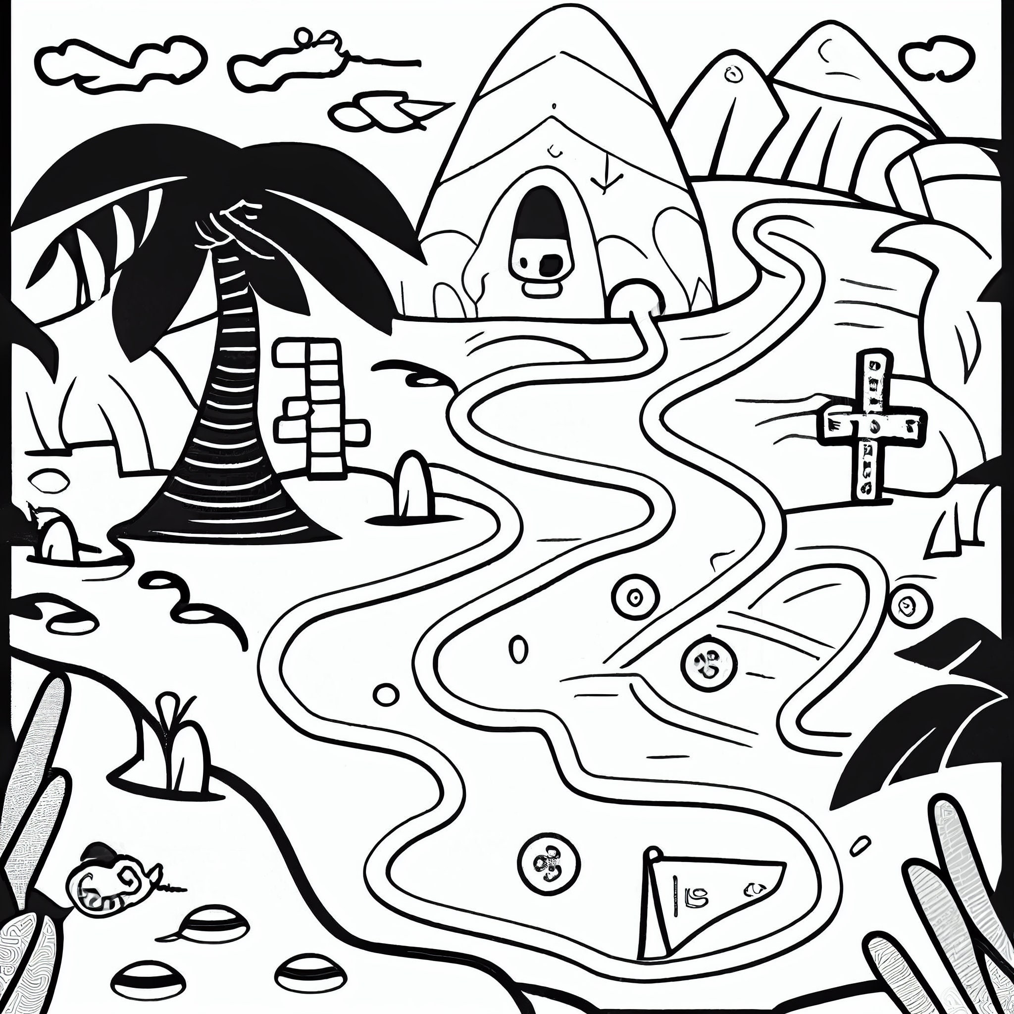 Treasure Map 1- Coloring Pages (5) - Etsy