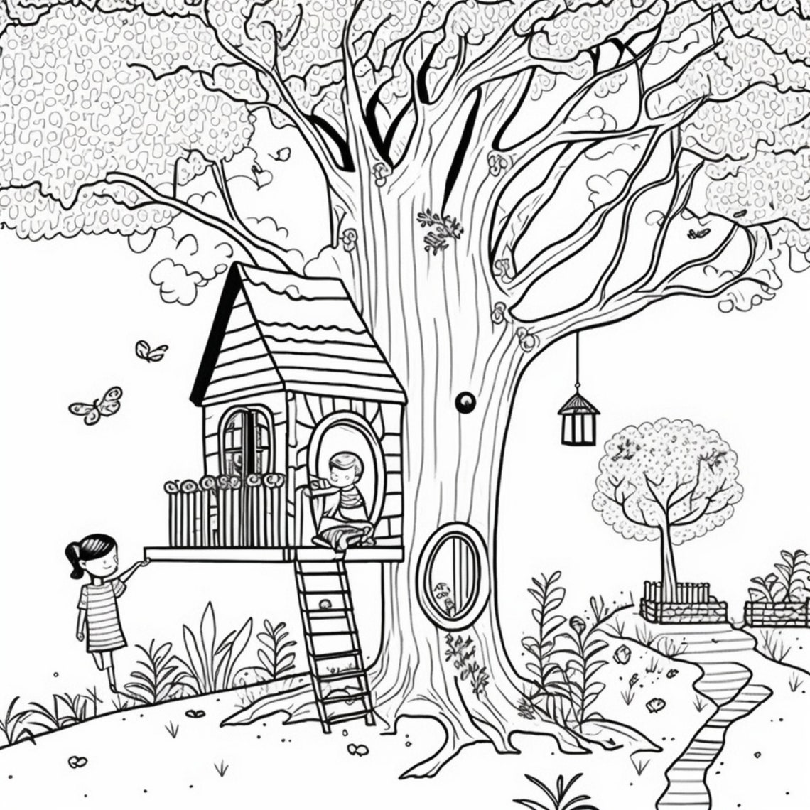 Treehouse 1- Coloring Pages (5) - Etsy