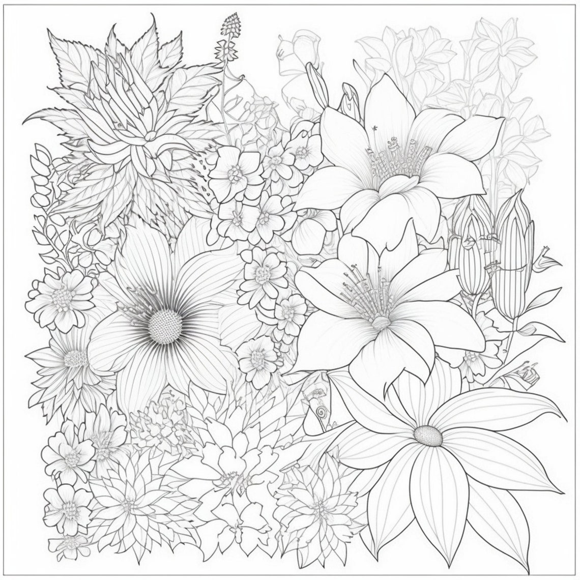 Floral 4- Coloring Pages (5) - Etsy