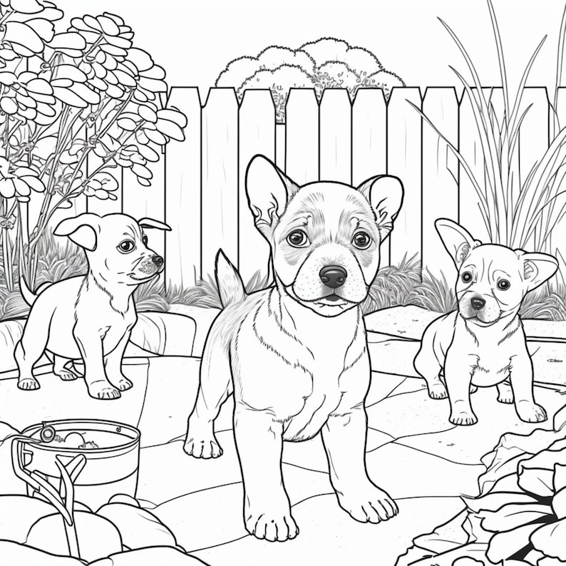Dogs 4- Coloring Pages (5) - Etsy