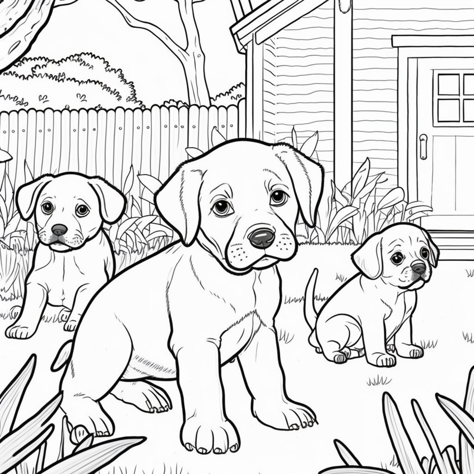 Dogs 3- Coloring Pages (5) - Etsy