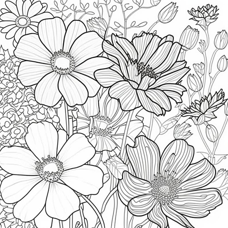 Floral 7- Coloring Pages (5) - Etsy