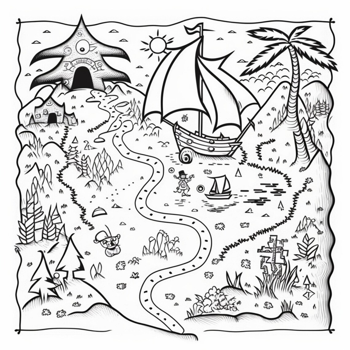 Treasure Map 1- Coloring Pages (5) - Etsy