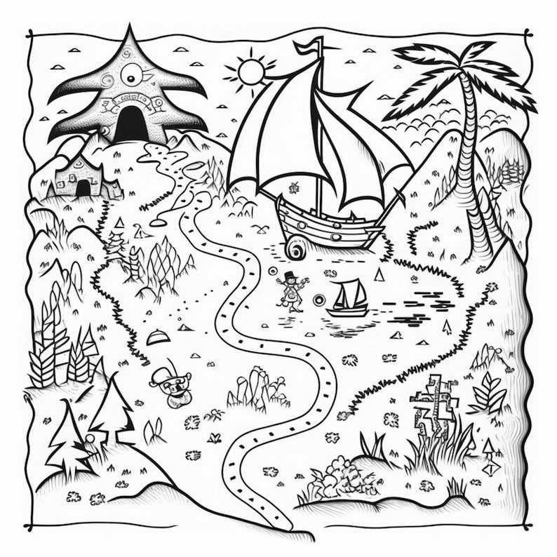 Treasure Map 1- Coloring Pages (5) - Etsy