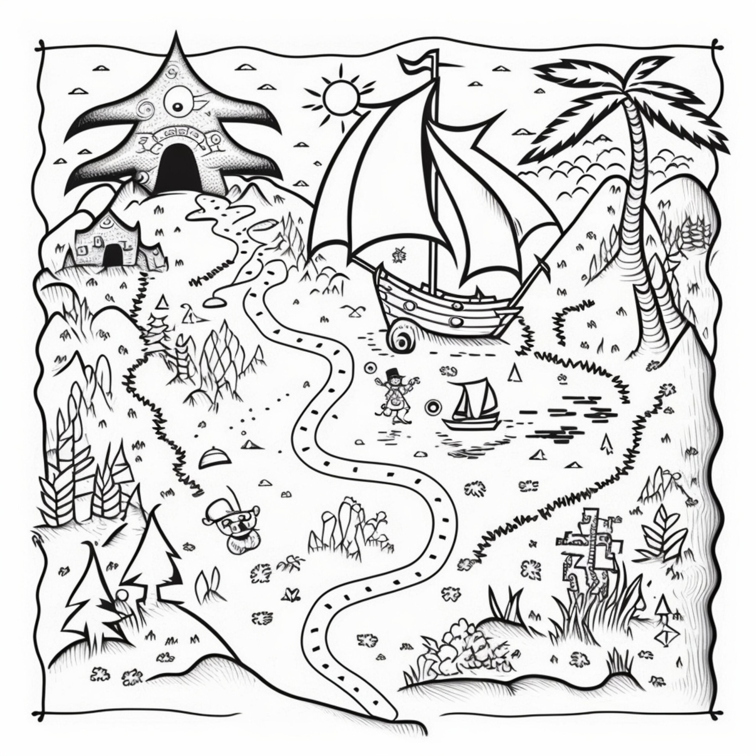 Treasure Map 1- Coloring Pages (5) - Etsy