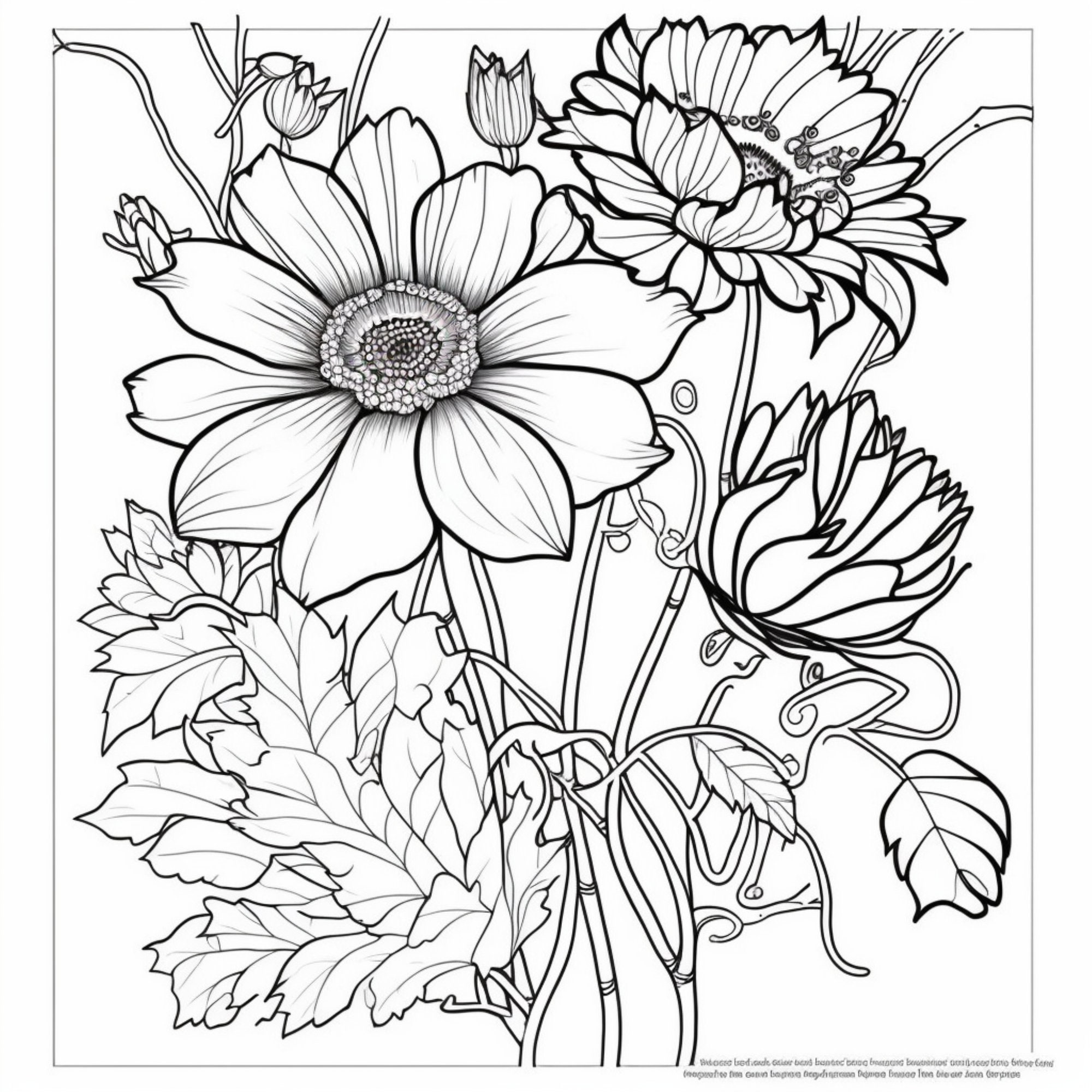 Floral 5- Coloring Pages (5) - Etsy
