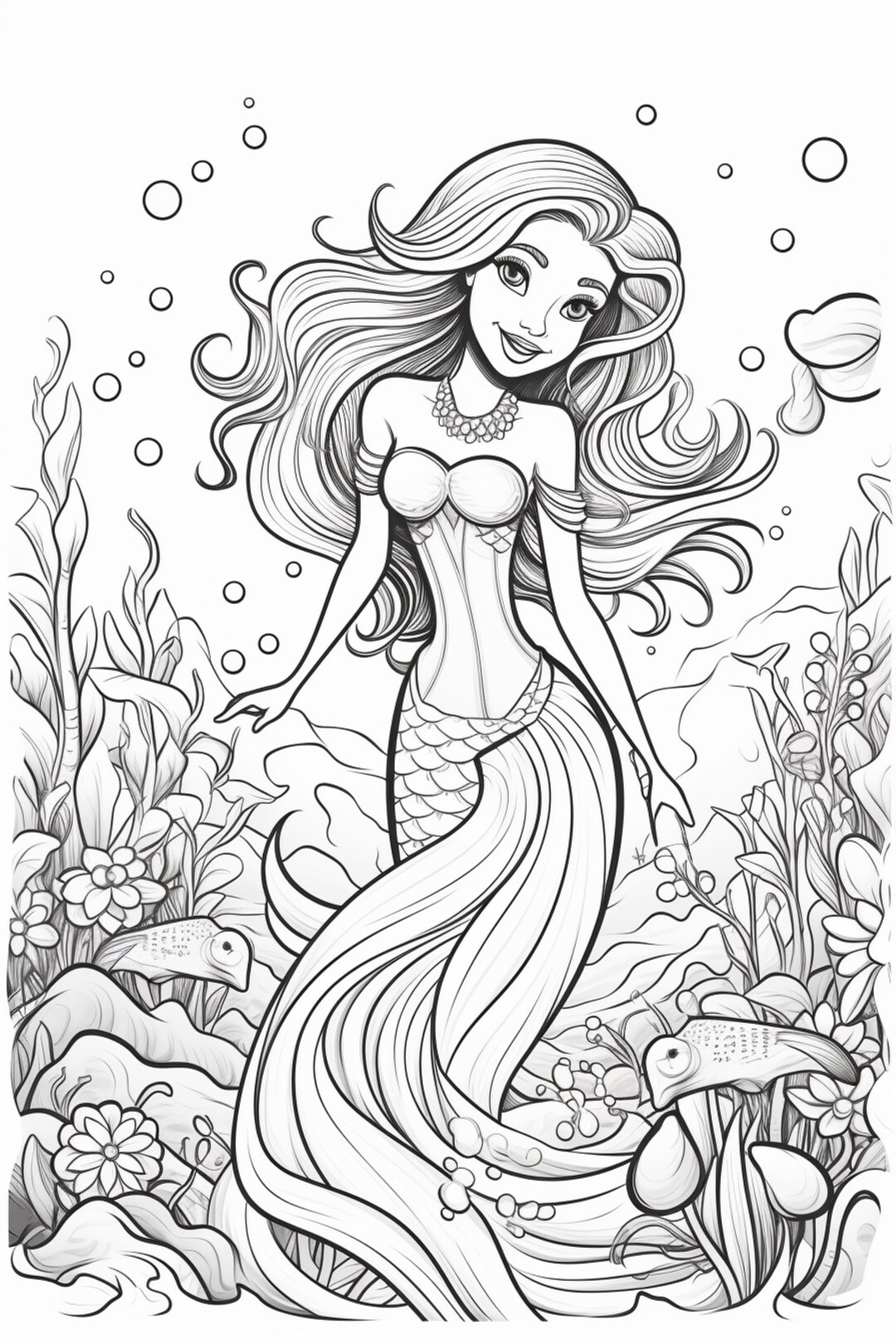 Mermaid 5- Coloring Pages (5) - Etsy