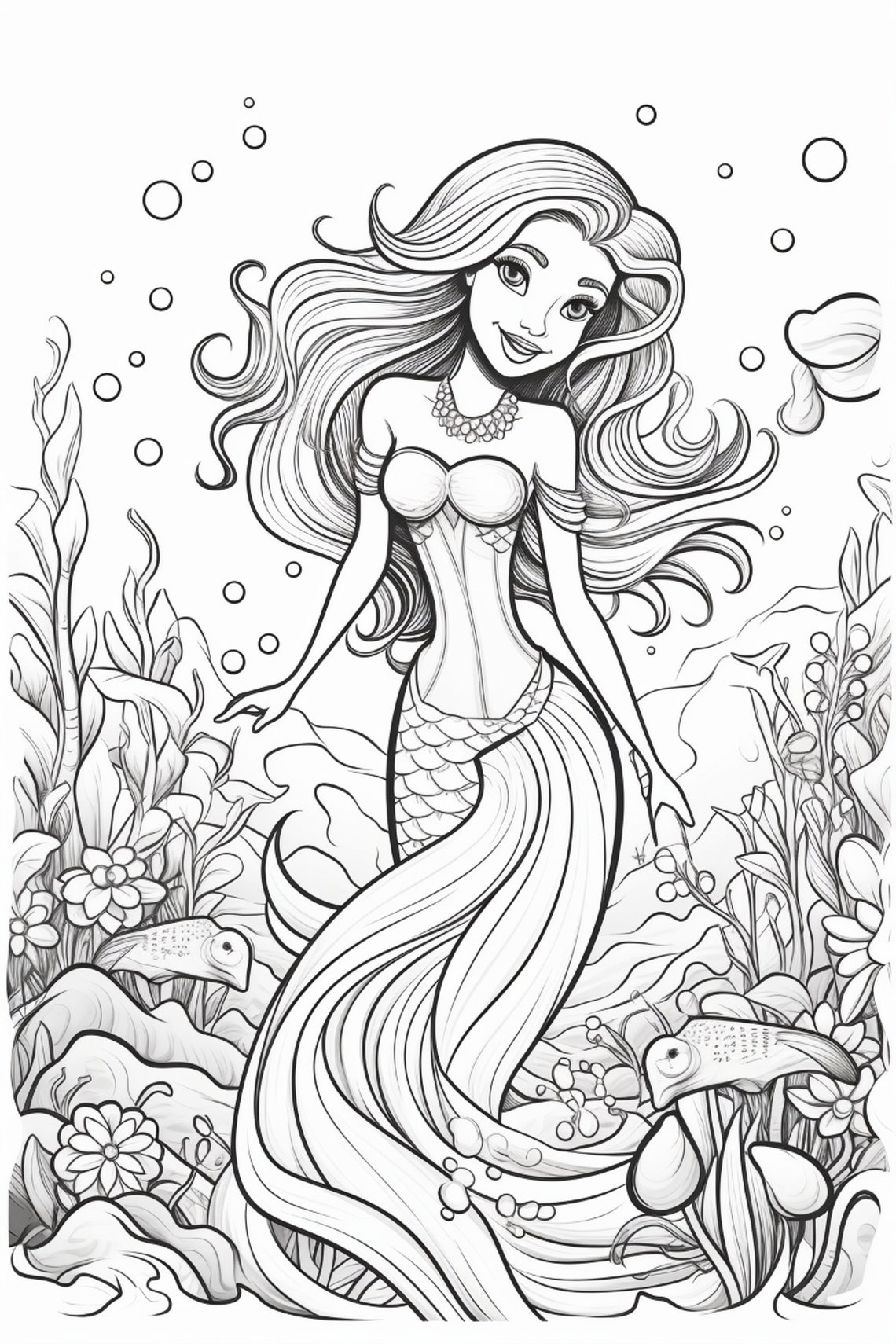 Mermaid 5- Coloring Pages (5) - Etsy
