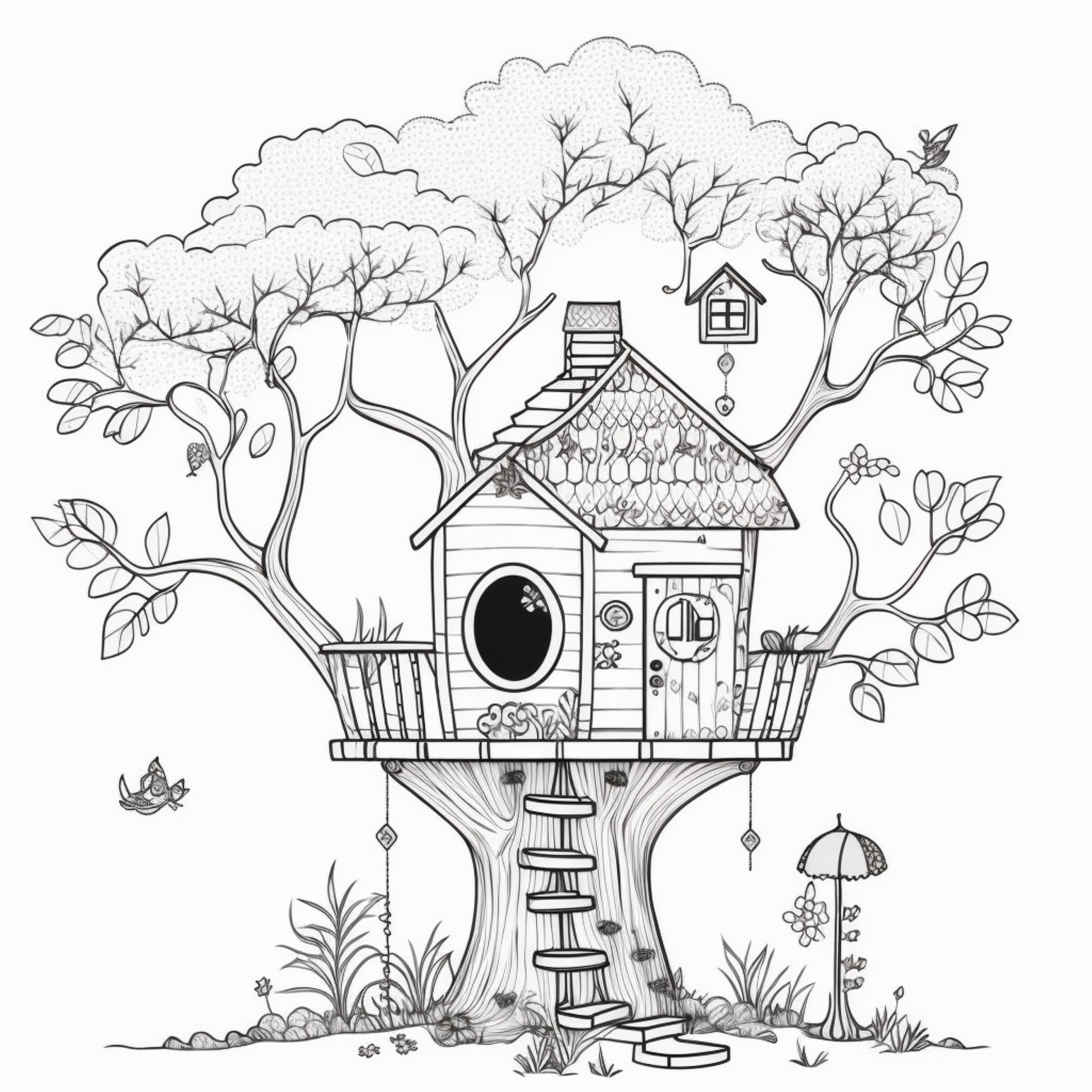 Treehouse 4- Coloring Pages (5) - Etsy