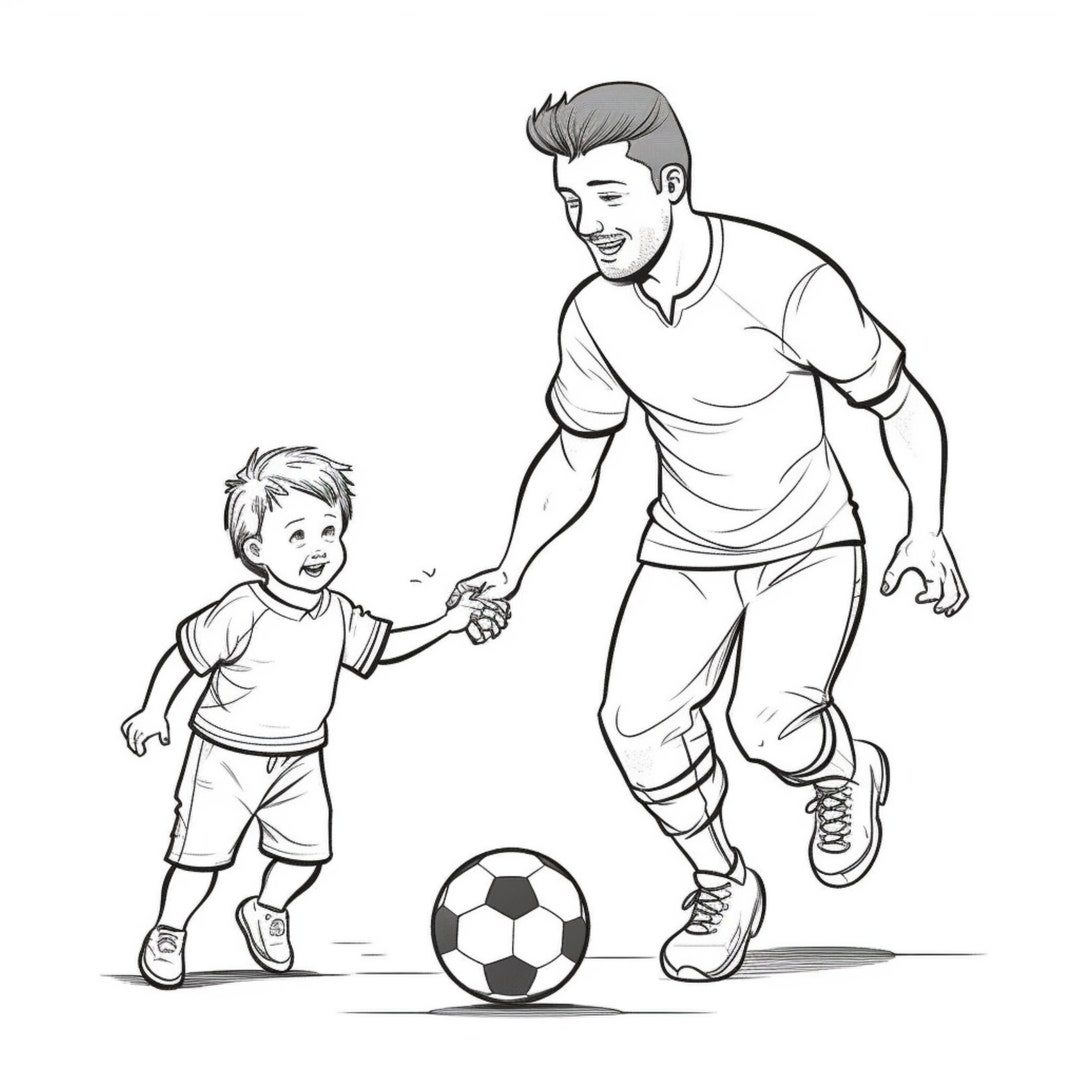 Father and Son Soccer - Coloring Pages (5) - Etsy