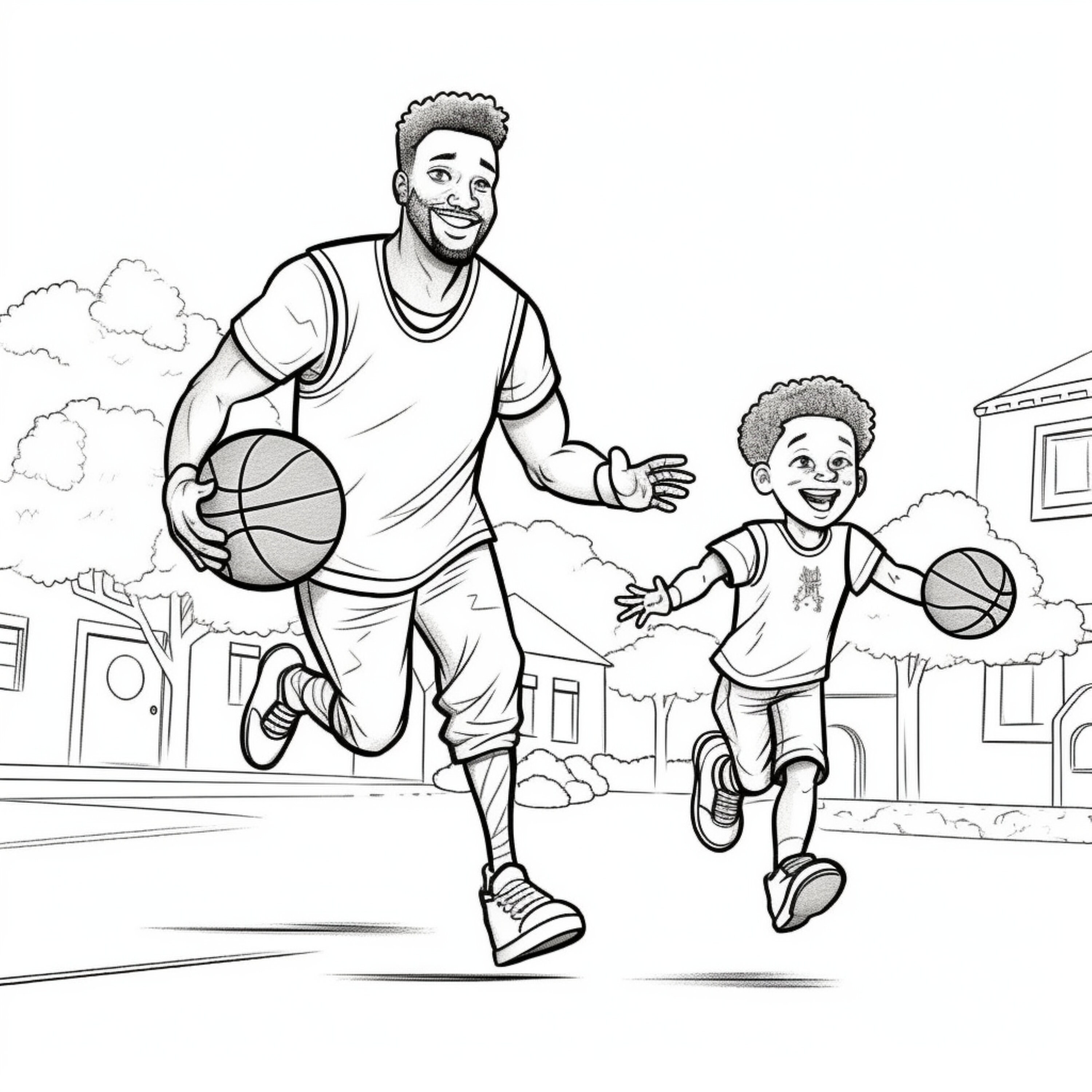 Father and Son Basketball - Coloring Pages (5) - Etsy