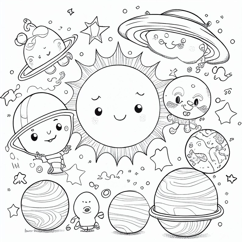 Outer Space 6- Coloring Pages (5) - Etsy