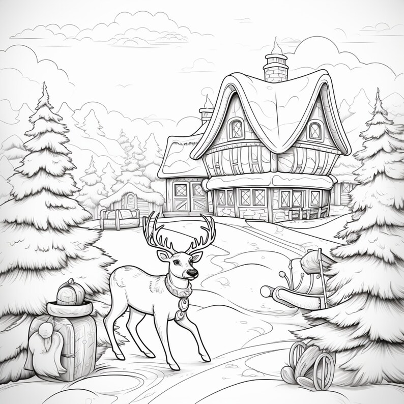 Winter/christmas 3- Coloring Pages (5) - Etsy