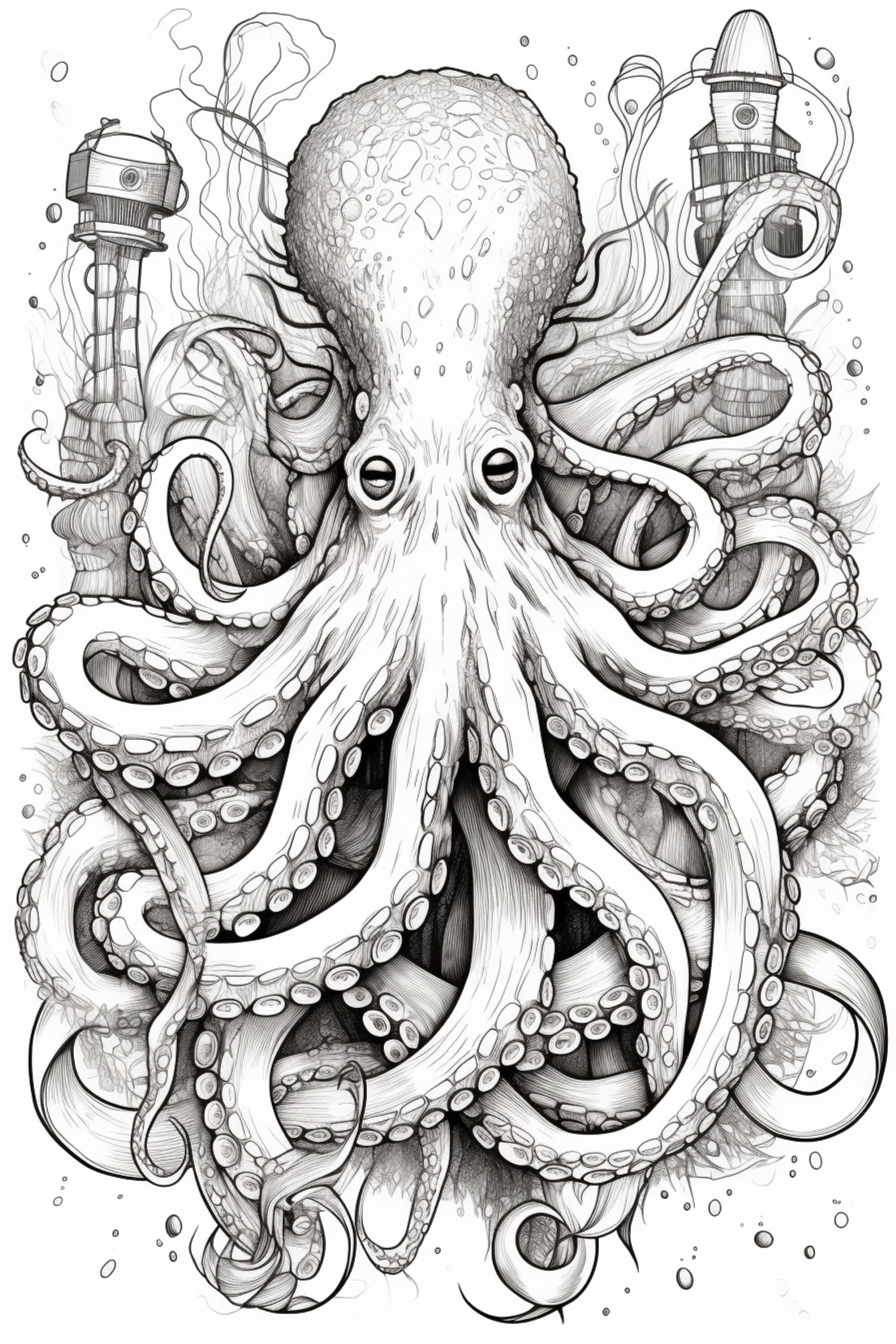 Ocean Creatures 5- Coloring Pages (5) - Etsy