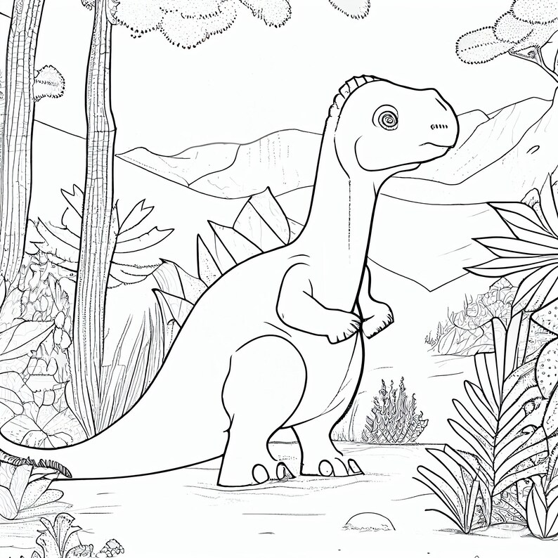 Dinosaur 4- Coloring Pages (4) - Etsy