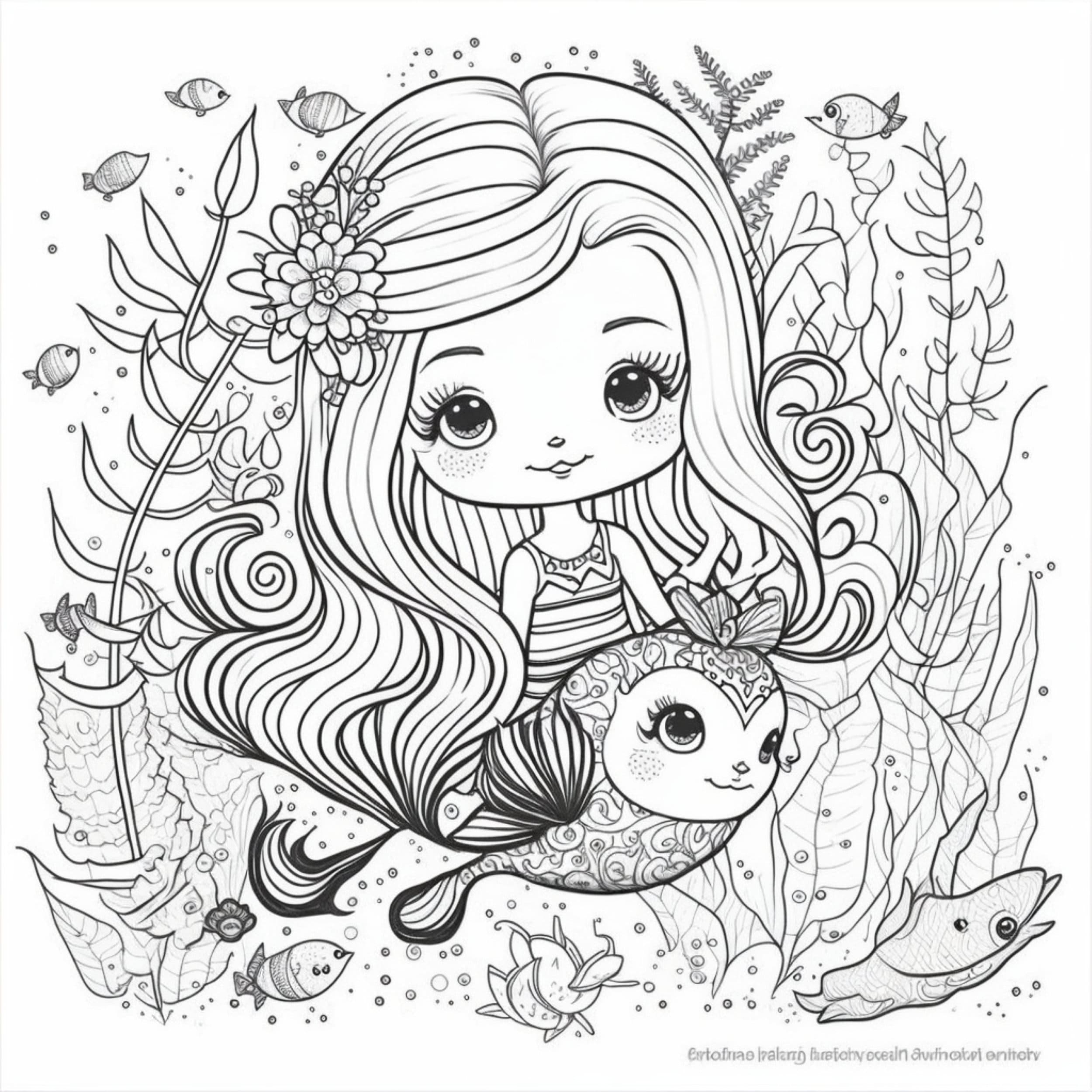 Mermaid 4- Coloring Pages (5) - Etsy