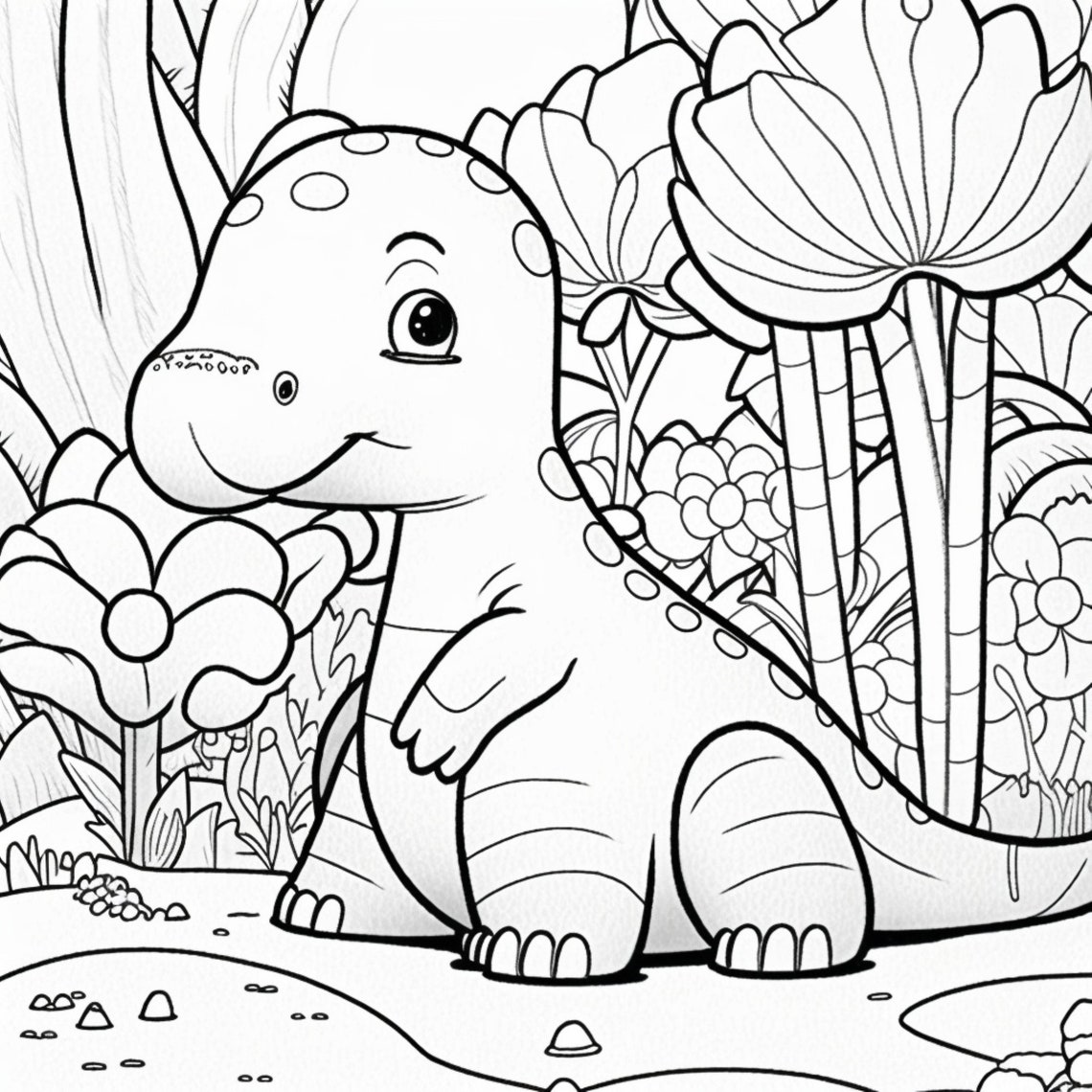 Dinosaur 1- Coloring Pages (4) - Etsy