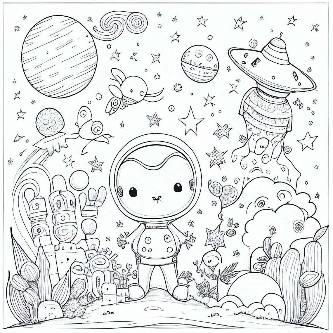 Outer Space 6- Coloring Pages (5) - Etsy