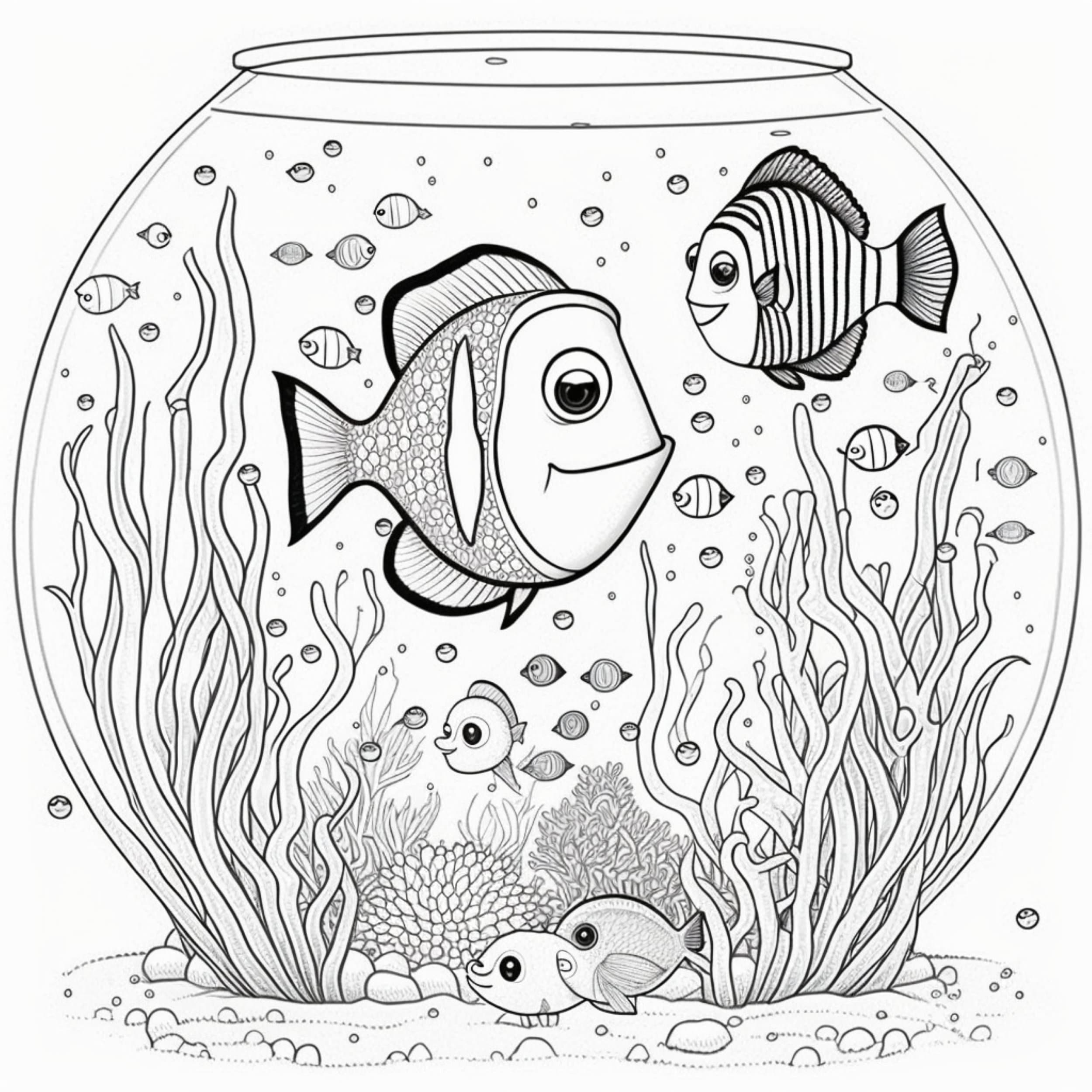 Fish 3- Coloring Pages (5) - Etsy