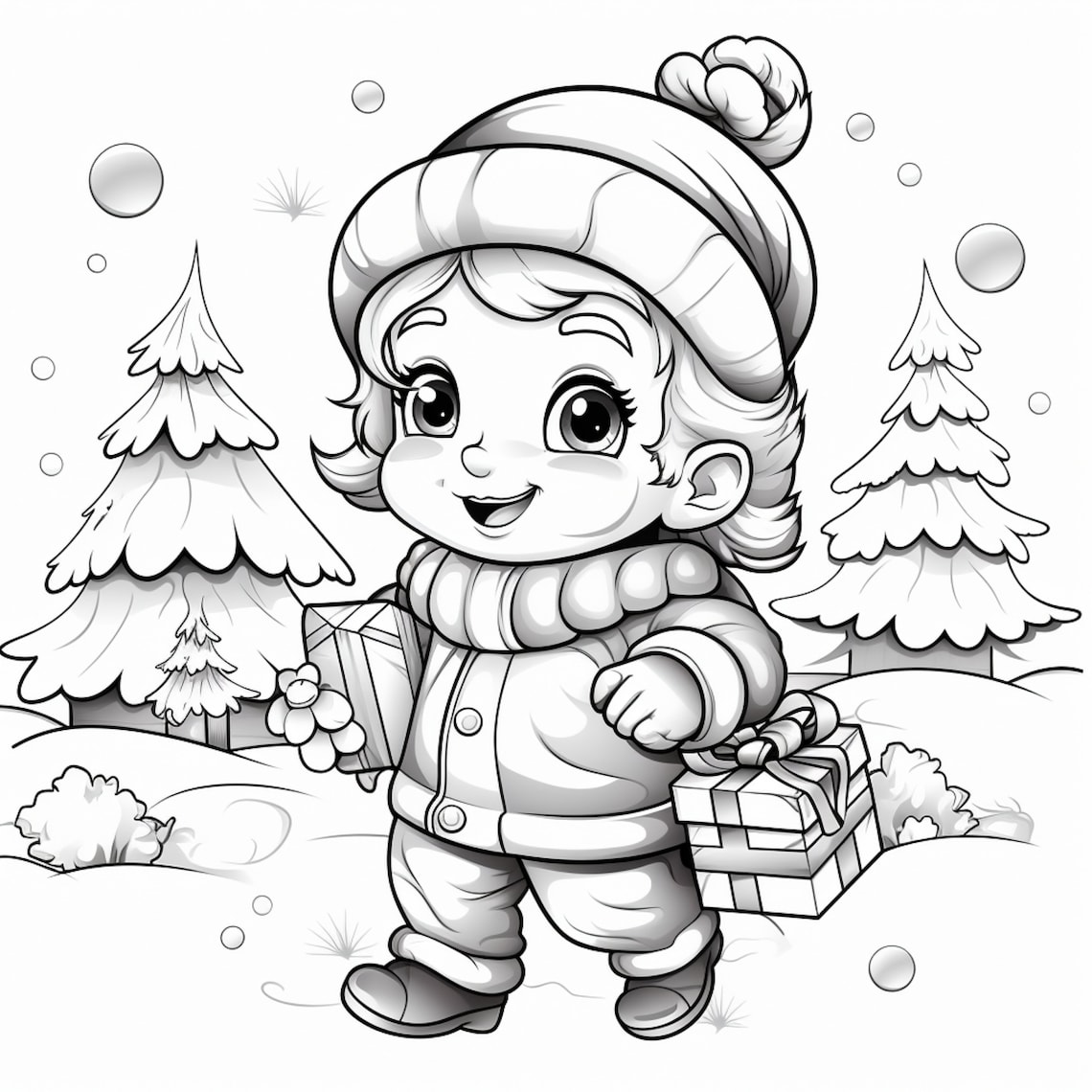 Winter/christmas 4 Coloring Pages 5 - Etsy
