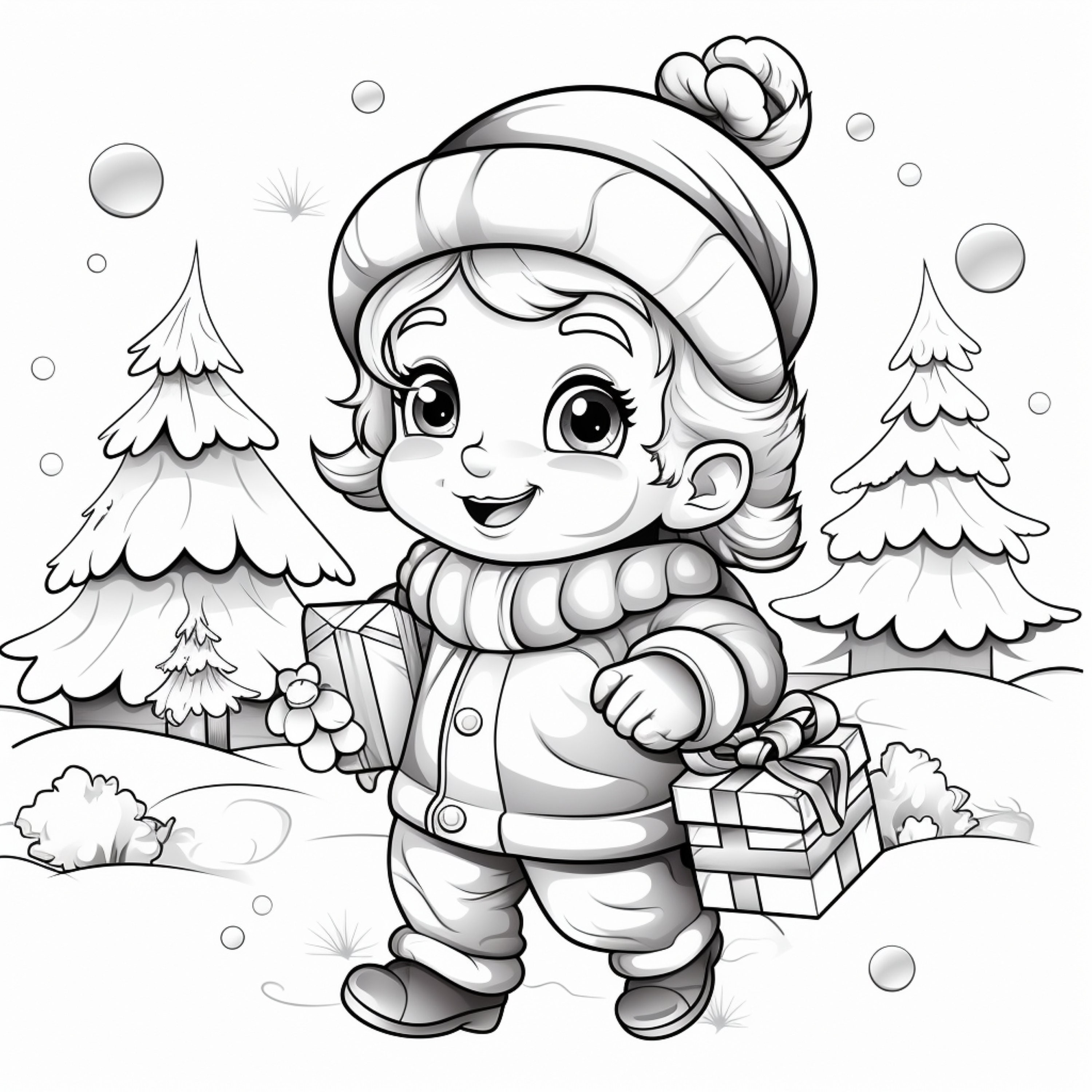 Winter/christmas 4 Coloring Pages 5 - Etsy