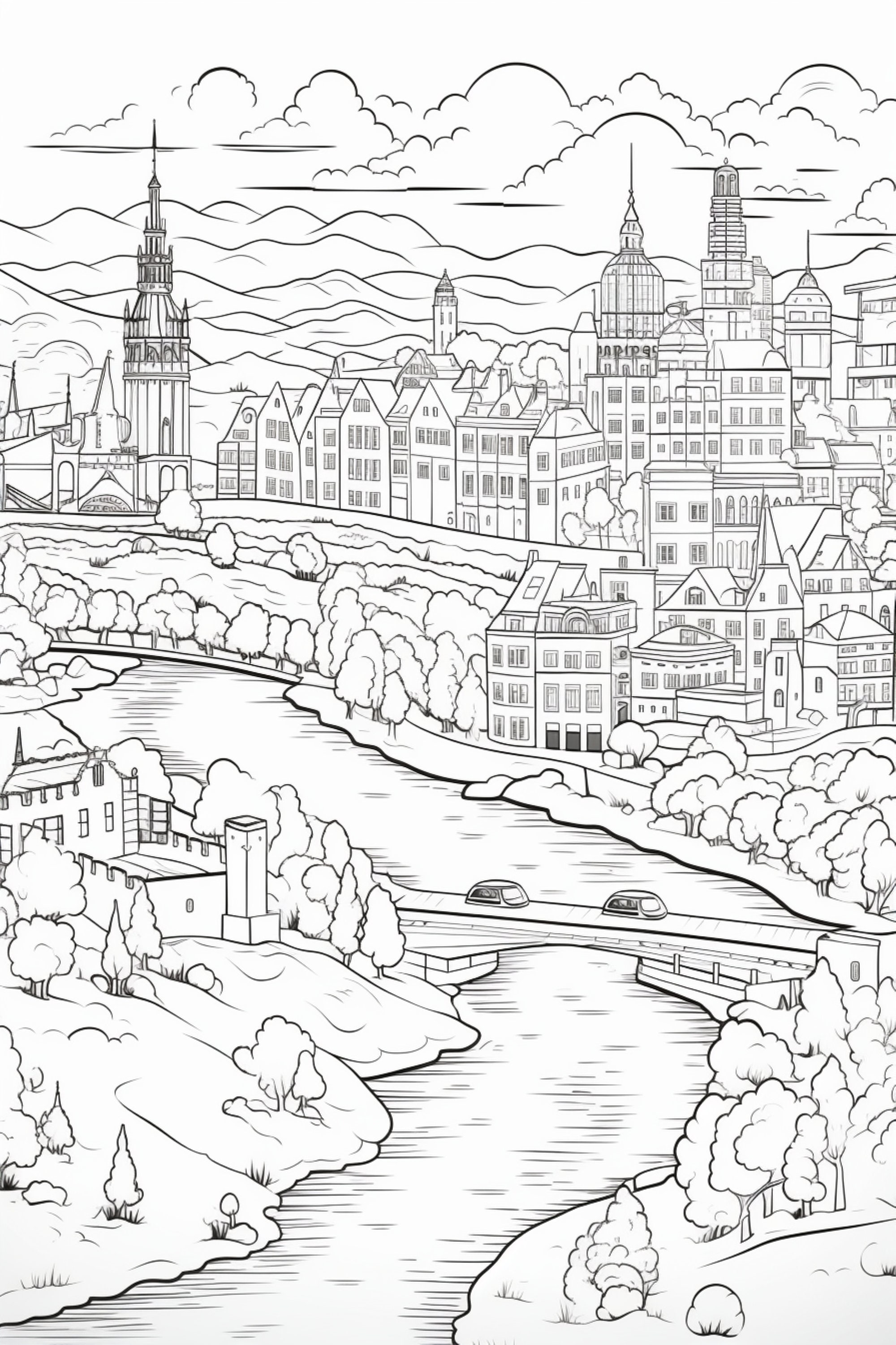 Cities 2- Coloring Pages (5) - Etsy