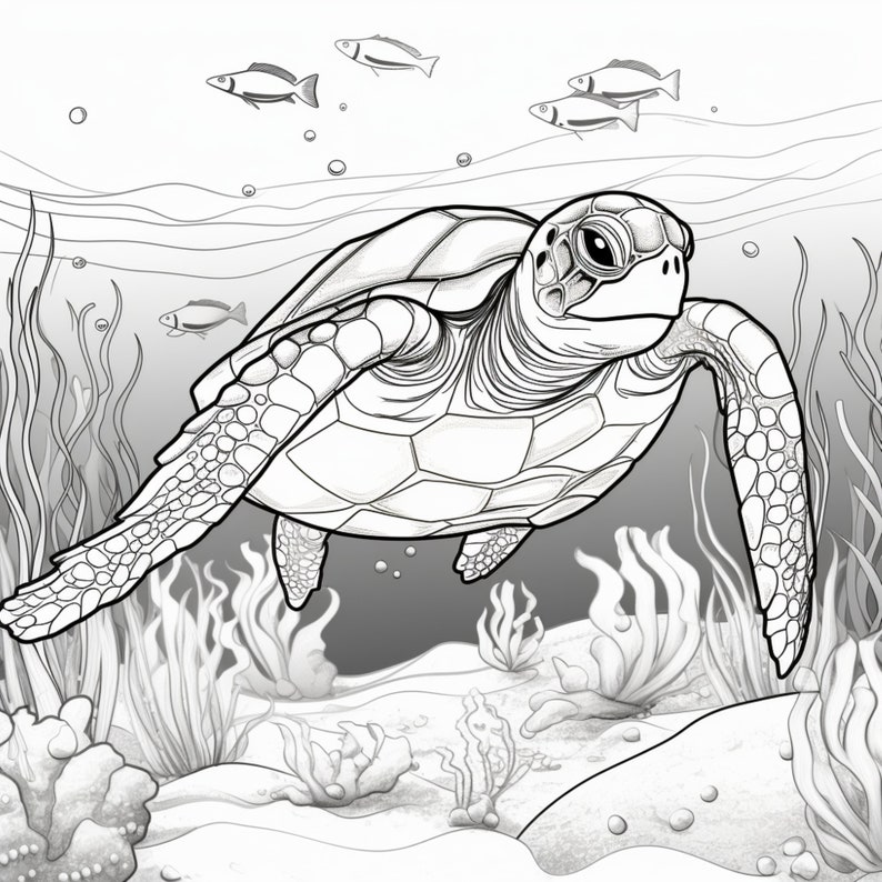 Ocean Creatures 5- Coloring Pages (5) - Etsy