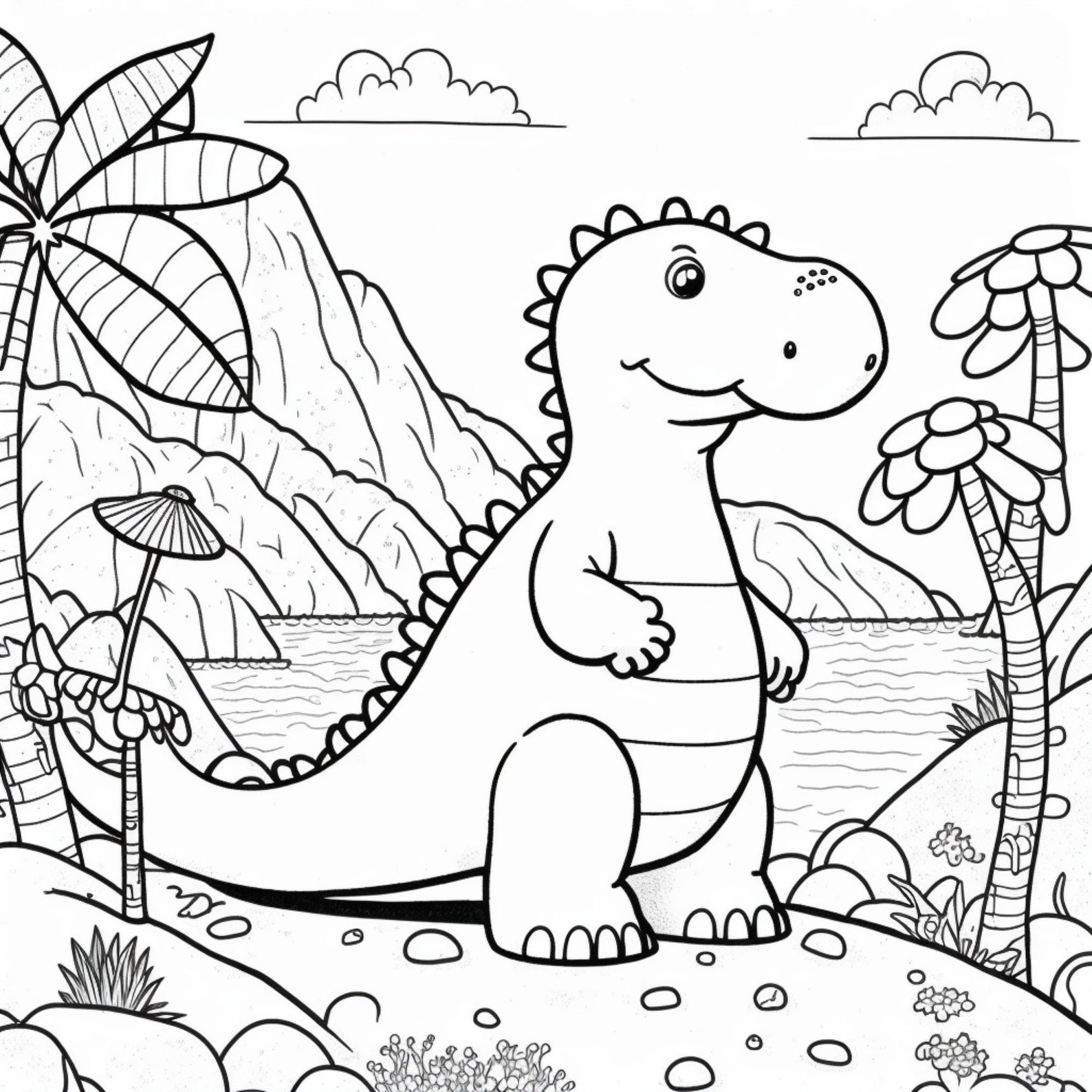 Dinosaur 4- Coloring Pages (4) - Etsy