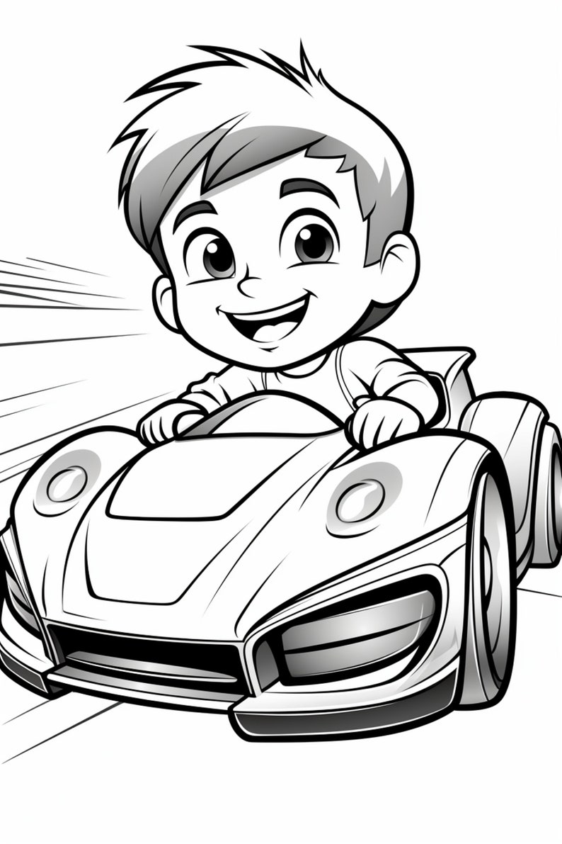 Race Car 4- Coloring Pages (5) - Etsy
