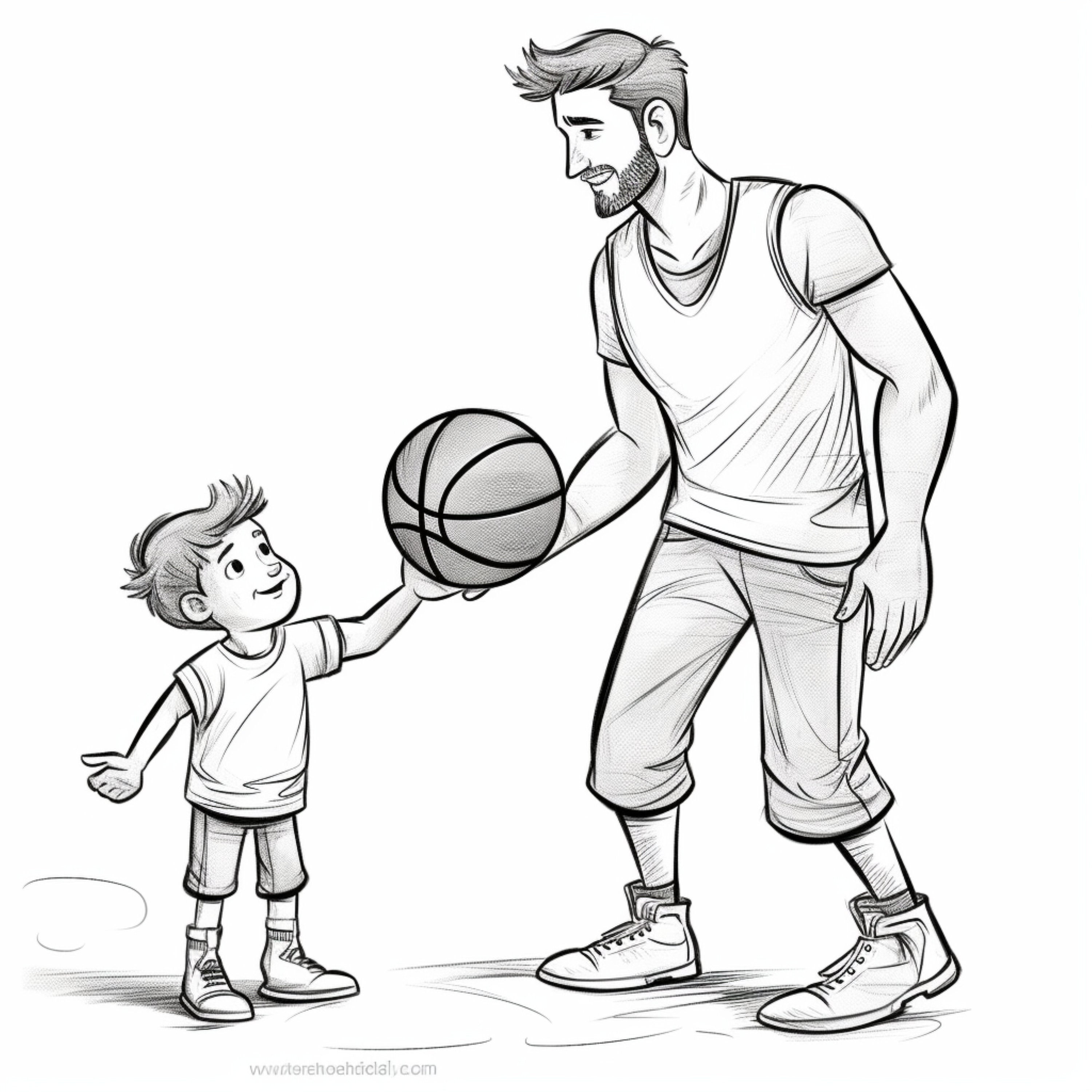 Father and Son Basketball - Coloring Pages (5) - Etsy