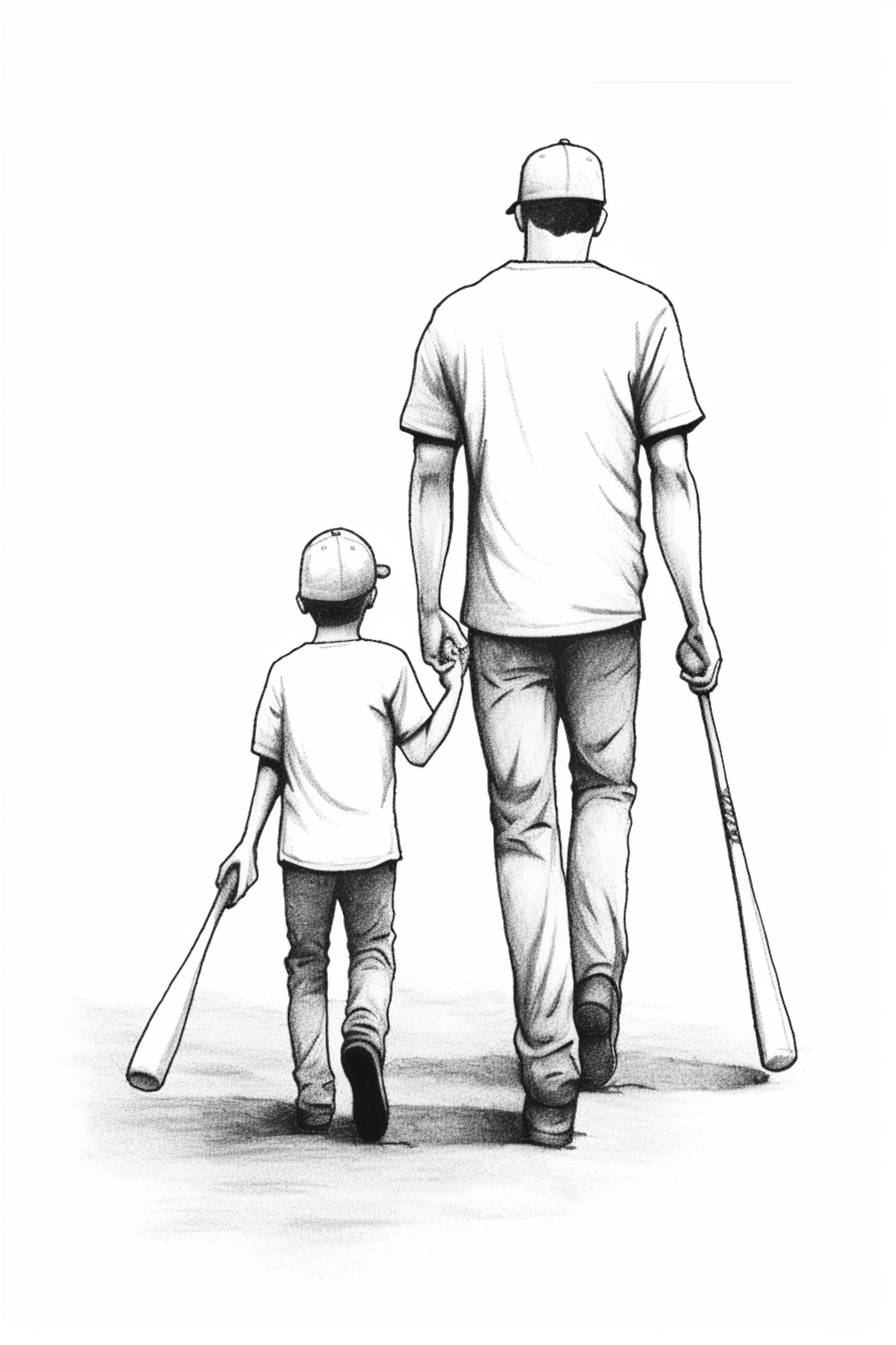 Father and Son Baseball 3- Coloring Pages (5) - Etsy