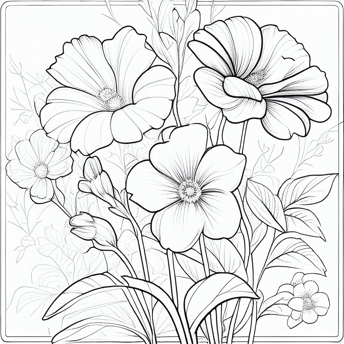 Floral 4- Coloring Pages (5) - Etsy
