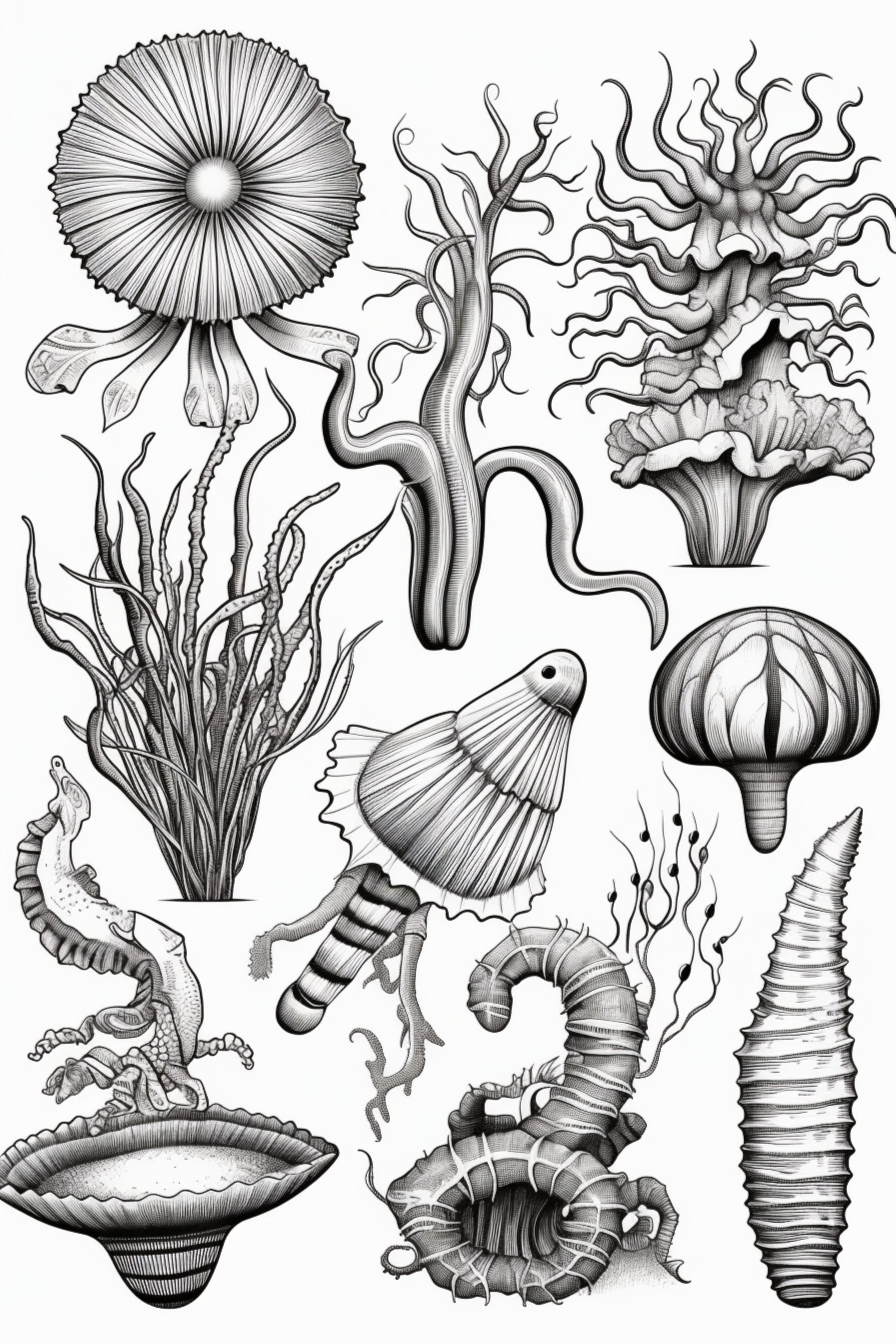 Ocean Creatures 6- Coloring Pages (5) - Etsy