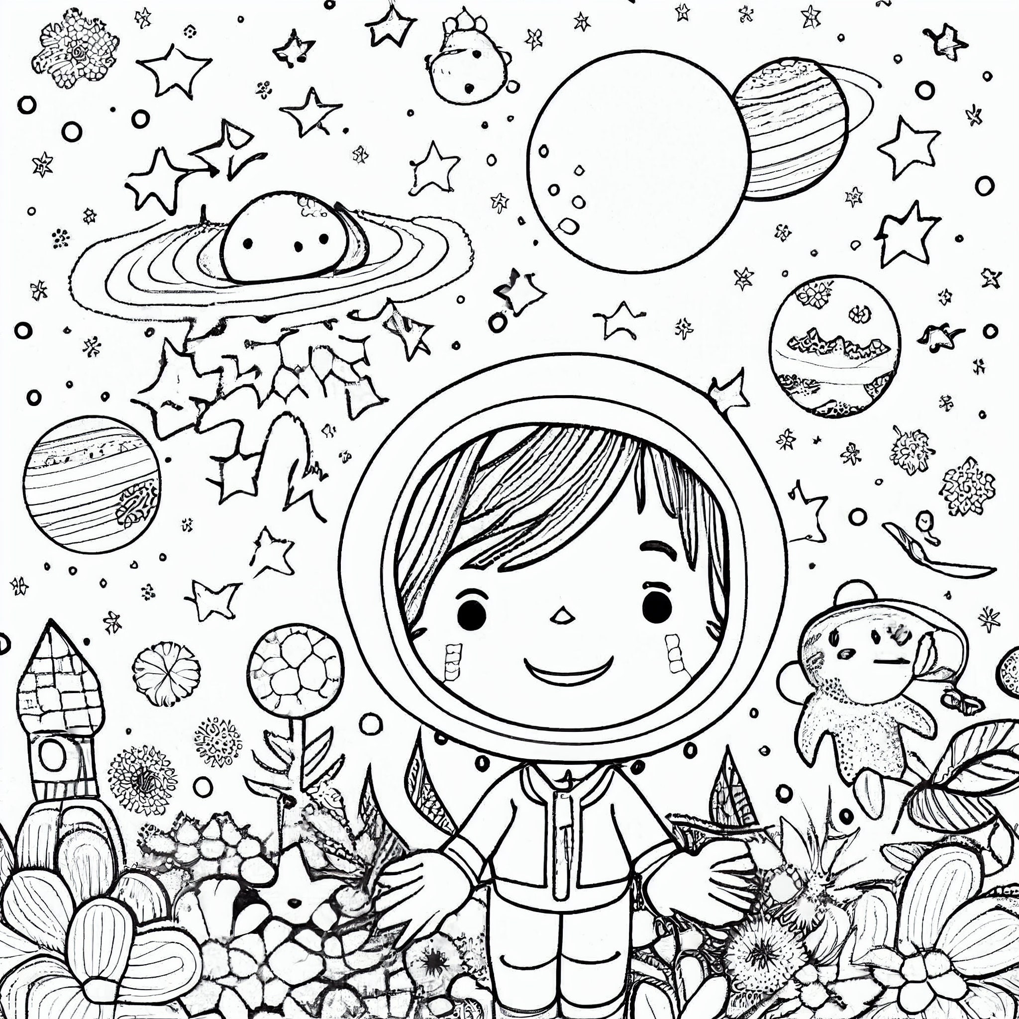 Outer Space 5- Coloring Pages (4) - Etsy